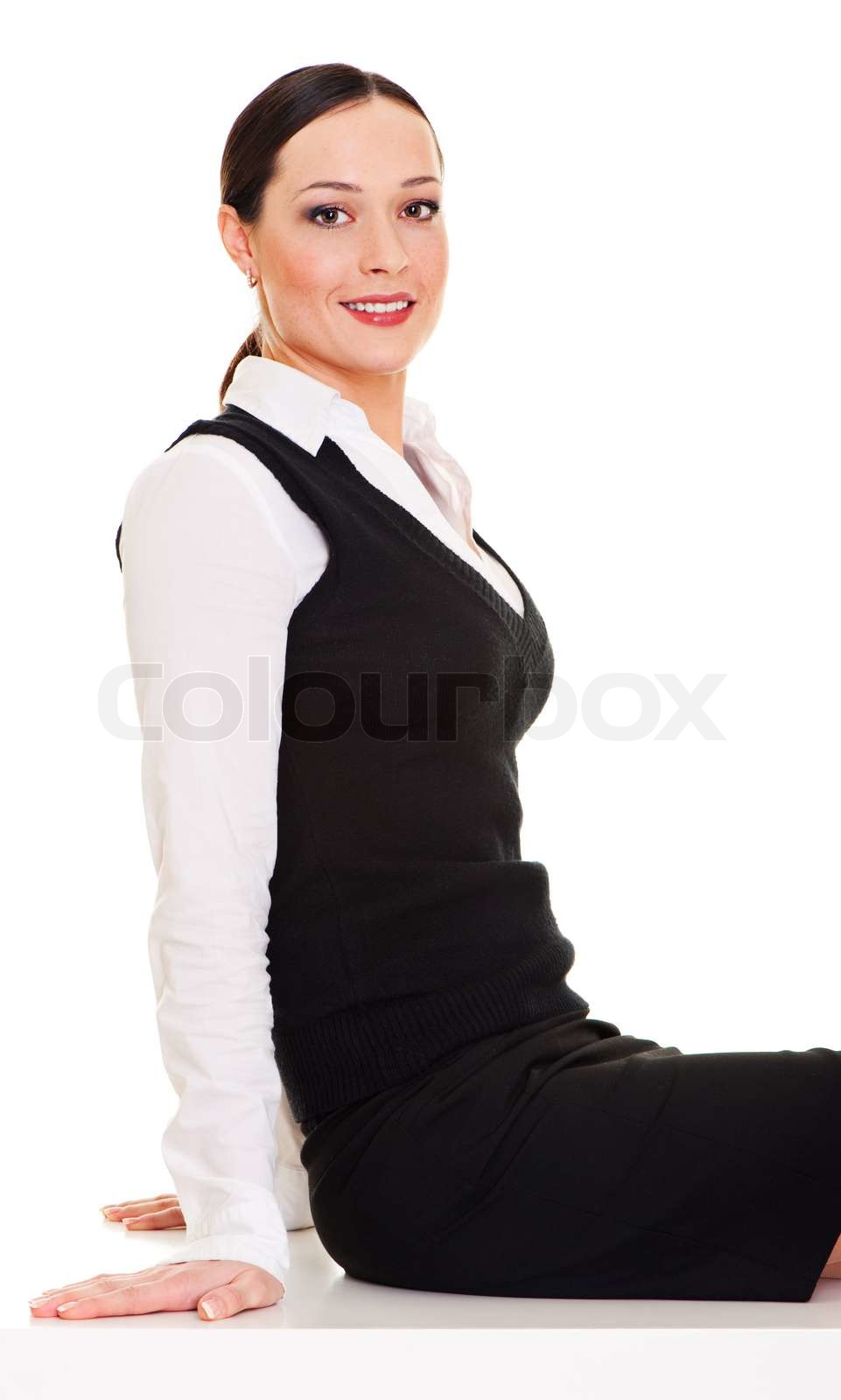 smiley woman isolated on white | Stock image | Colourbox