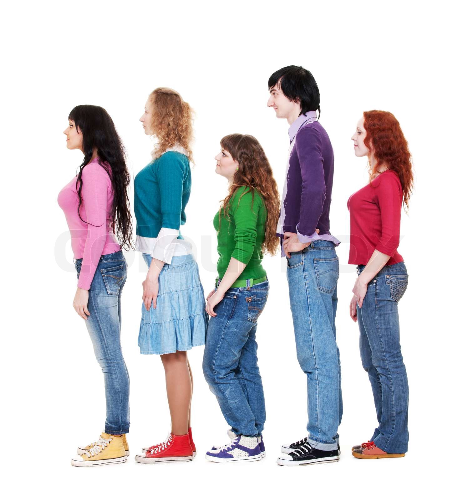 young man and women in queue | Stock image | Colourbox