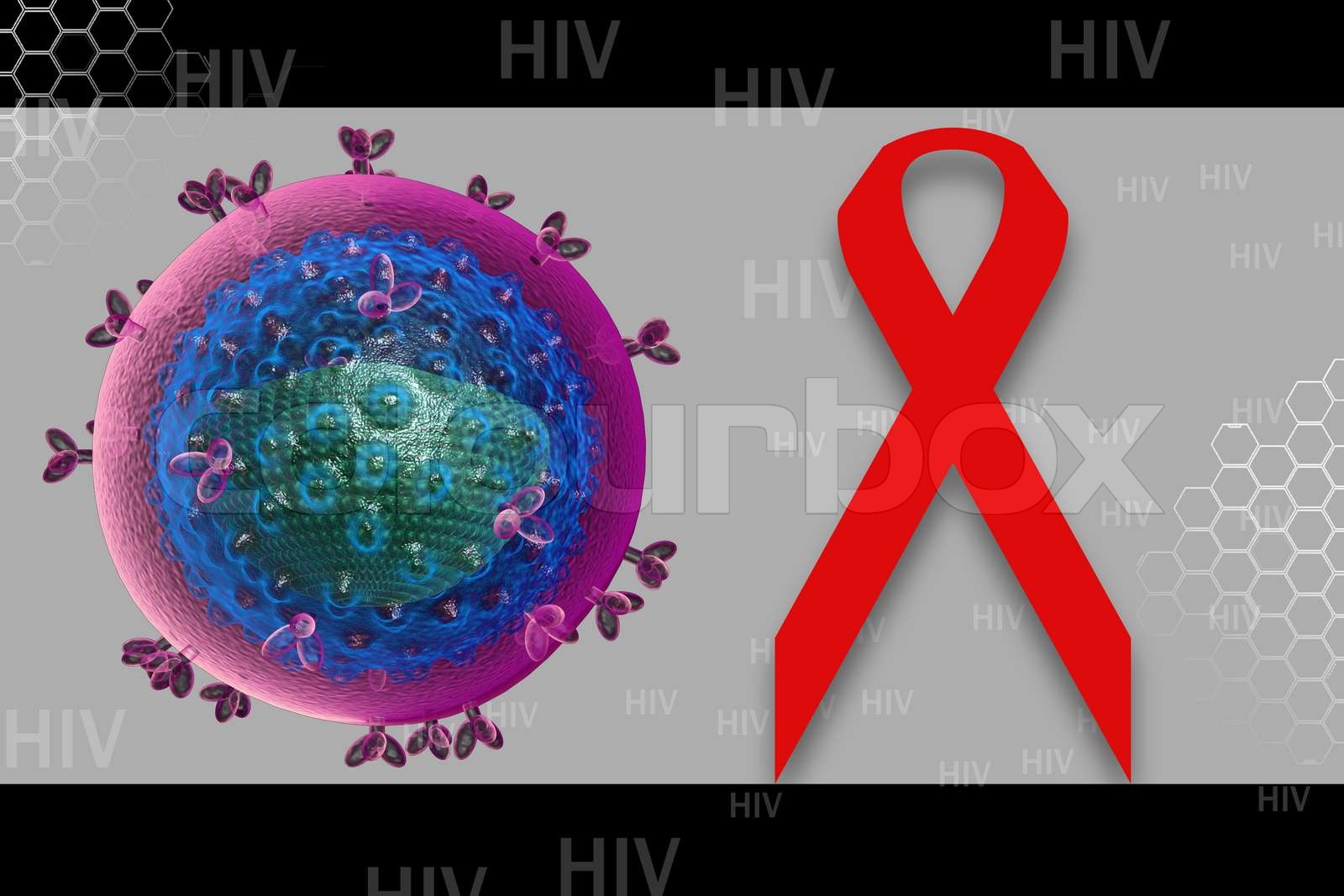 HIV Virus and HIV symbol | Stock image | Colourbox