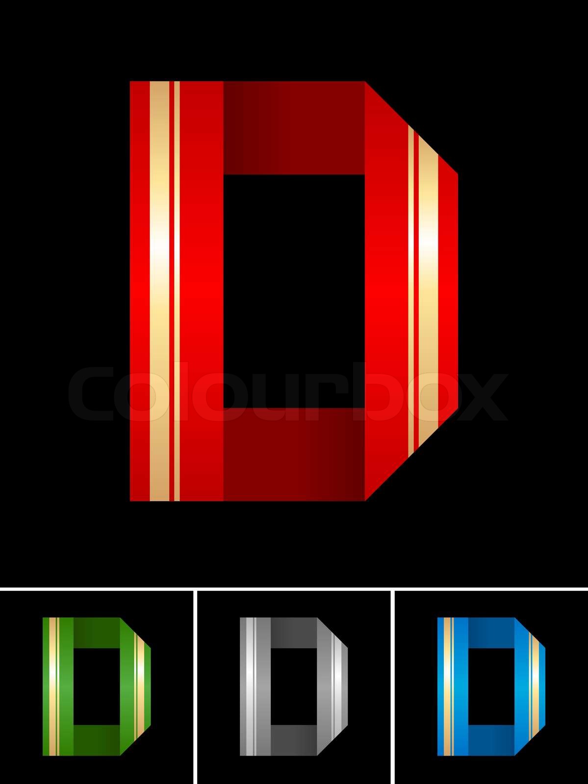 ABC font from coloured set paper ribbon-Latin letter D | Stock vector ...