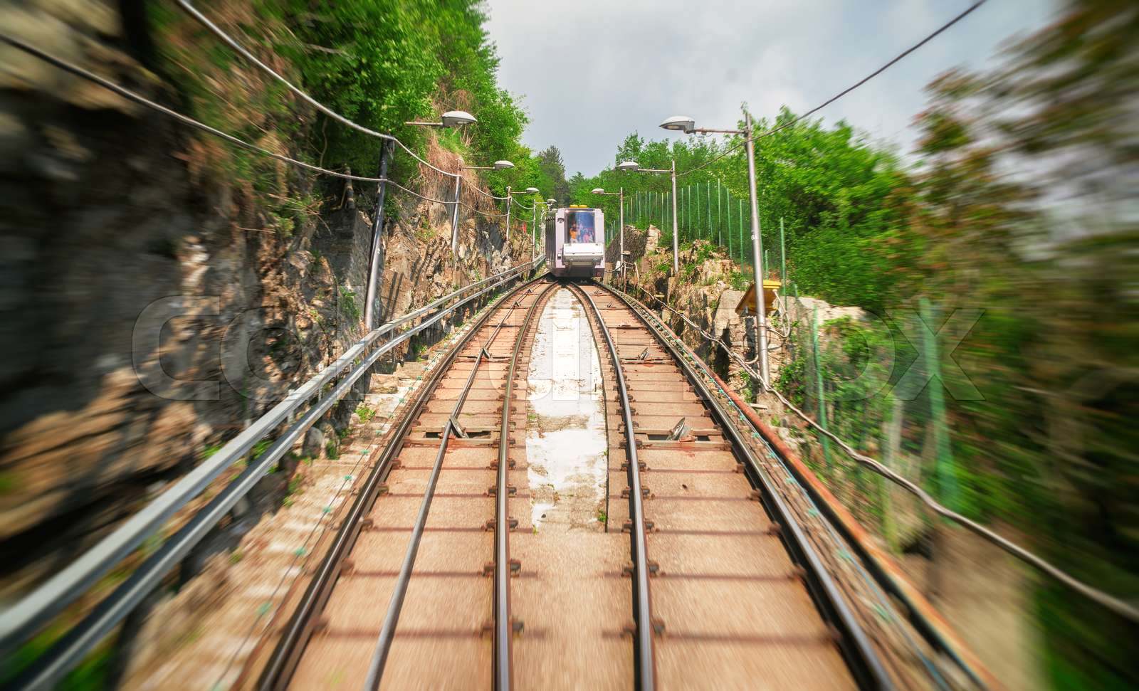 Como Brunate funicular railway in Italy. | Stock image | Colourbox