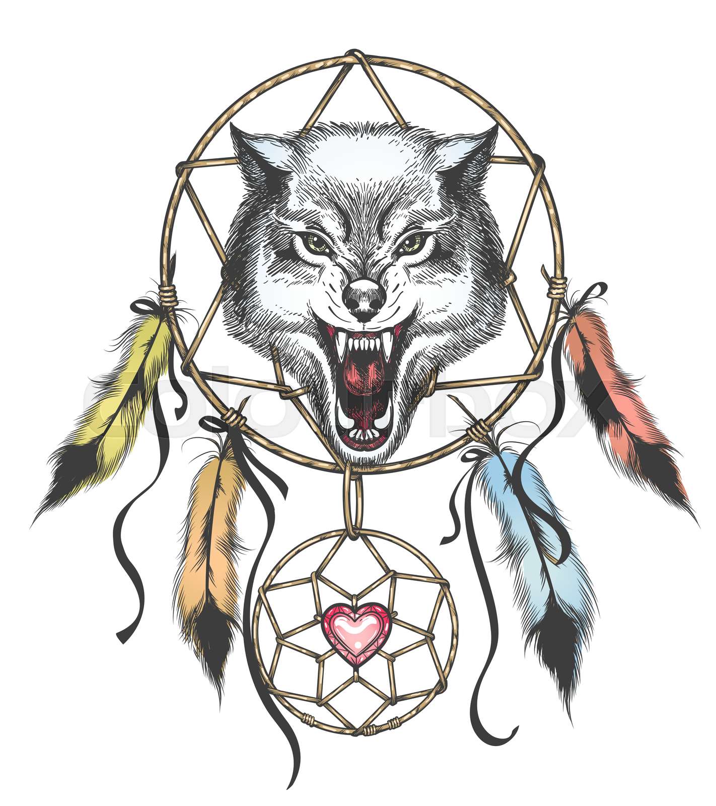 Wolf Head Native Americans Totem Symbol | Stock vector | Colourbox