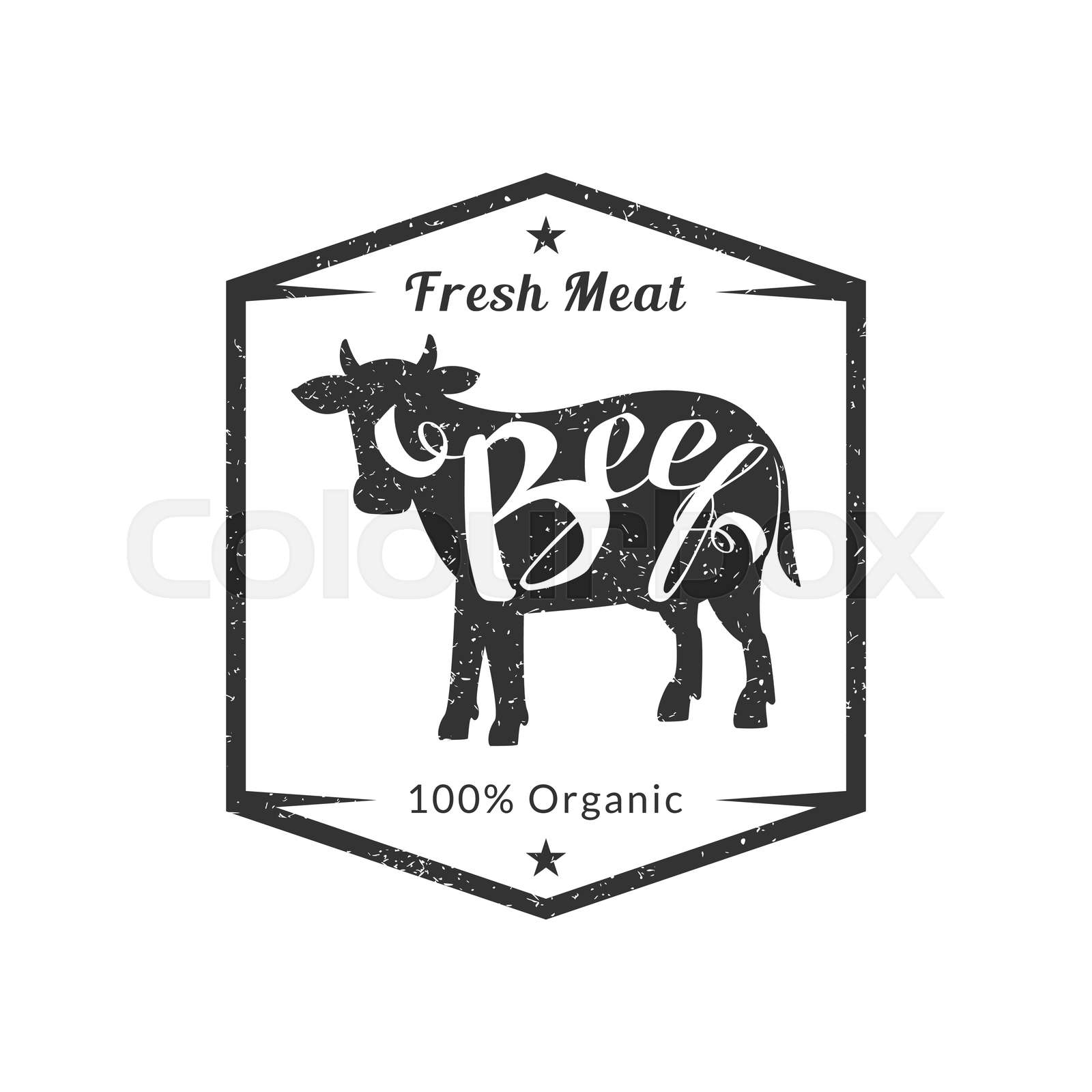 Organic Fresh Meat, Premium Quality Retro Cattle Logo Template, Badge ...