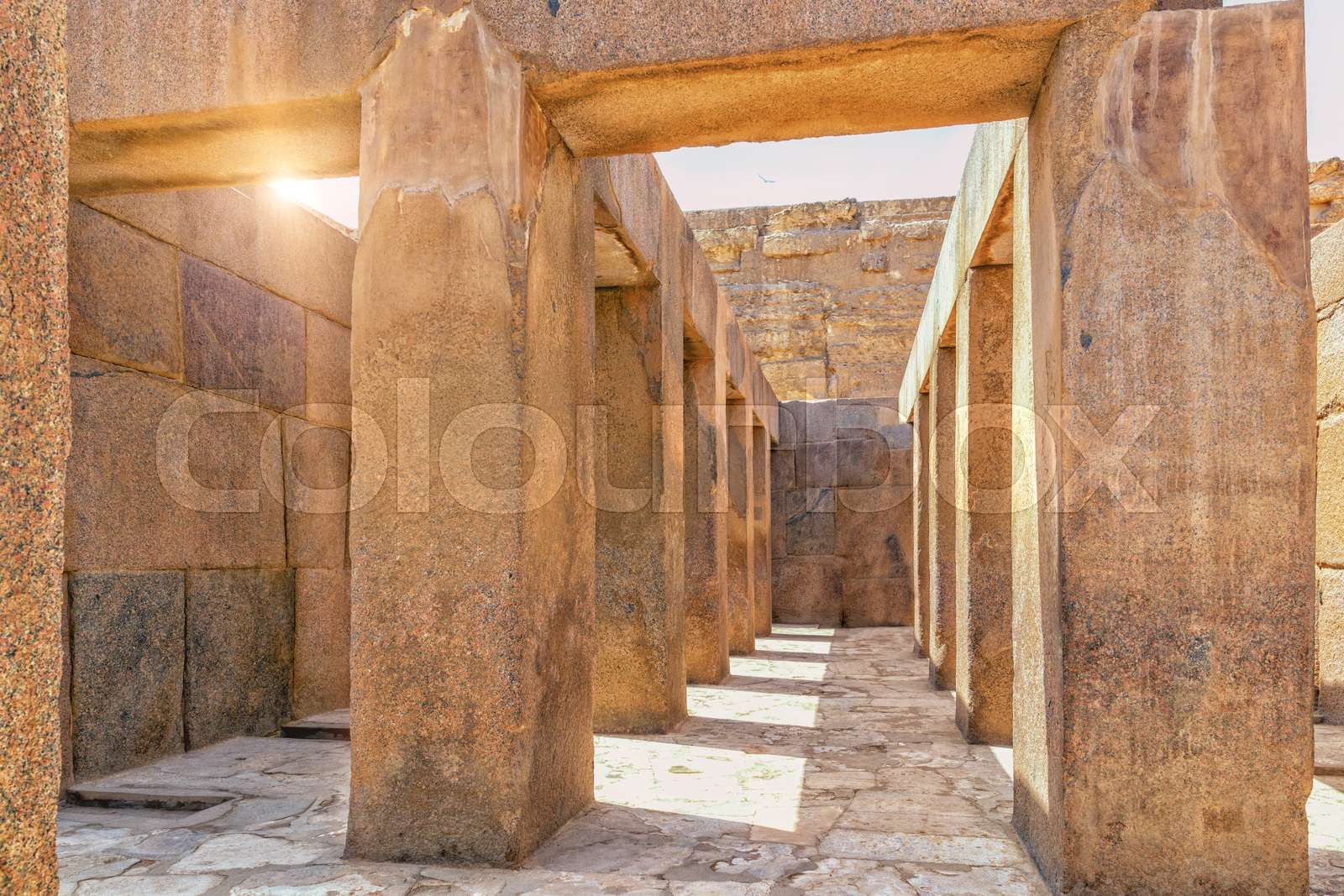 Giza Temple near the Great Sphinx, view from inside, Egypt | Stock ...