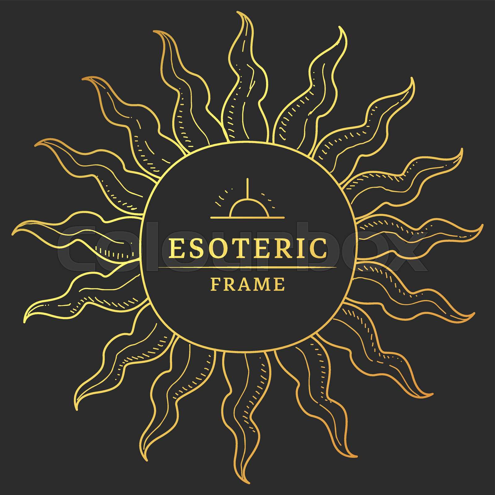 Frame in Shape of Sun Rays, Occult Symbol Vector Illustration | Stock ...