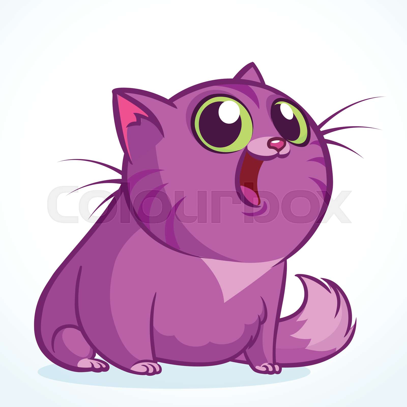 Vector illustration of a cute smiling purple fat | Stock vector | Colourbox