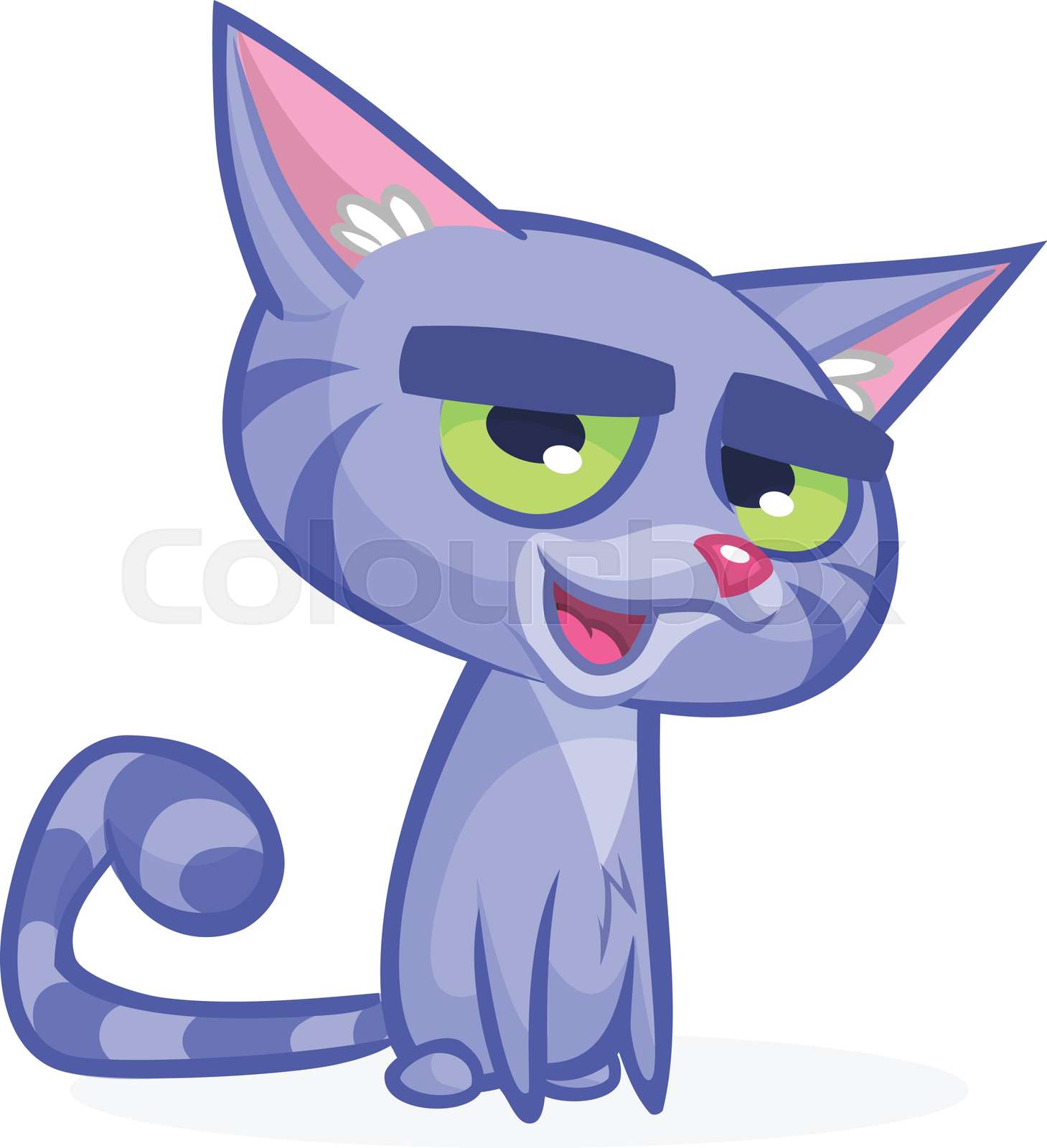 Cartoon grumpy cat. Cute fat cartoon cat illustration with a grumpy ...