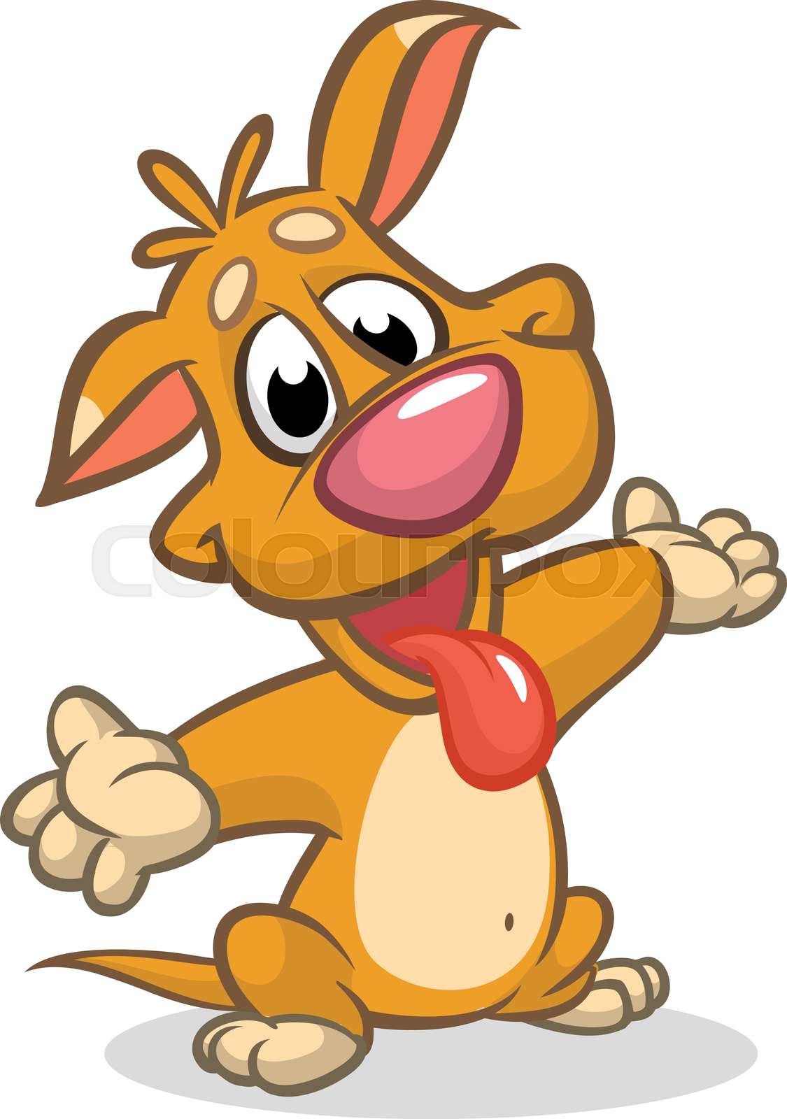 Vector illustration of cute puppy raising his hands | Stock vector ...