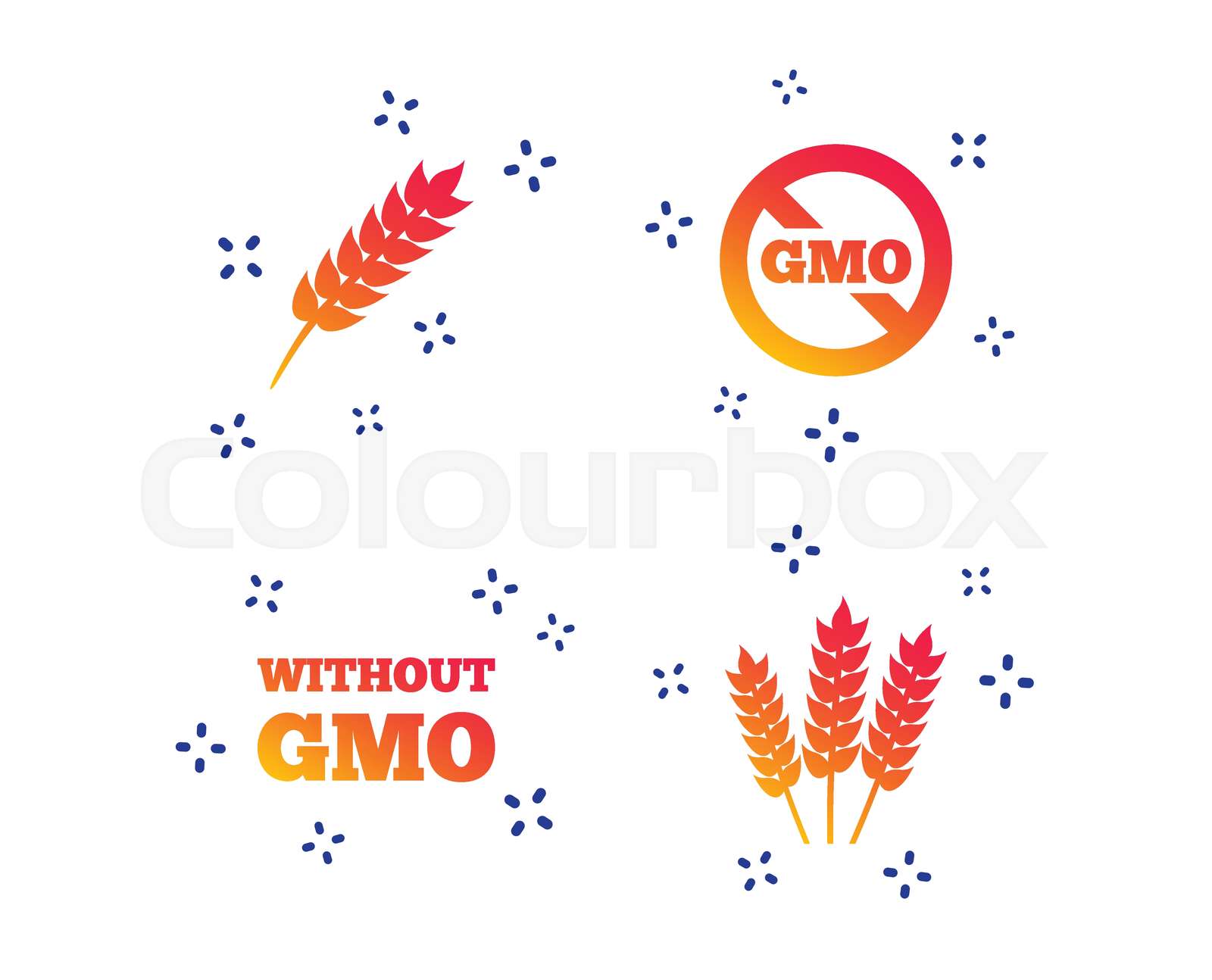 Agricultural icons. GMO free symbols. Vector | Stock vector | Colourbox