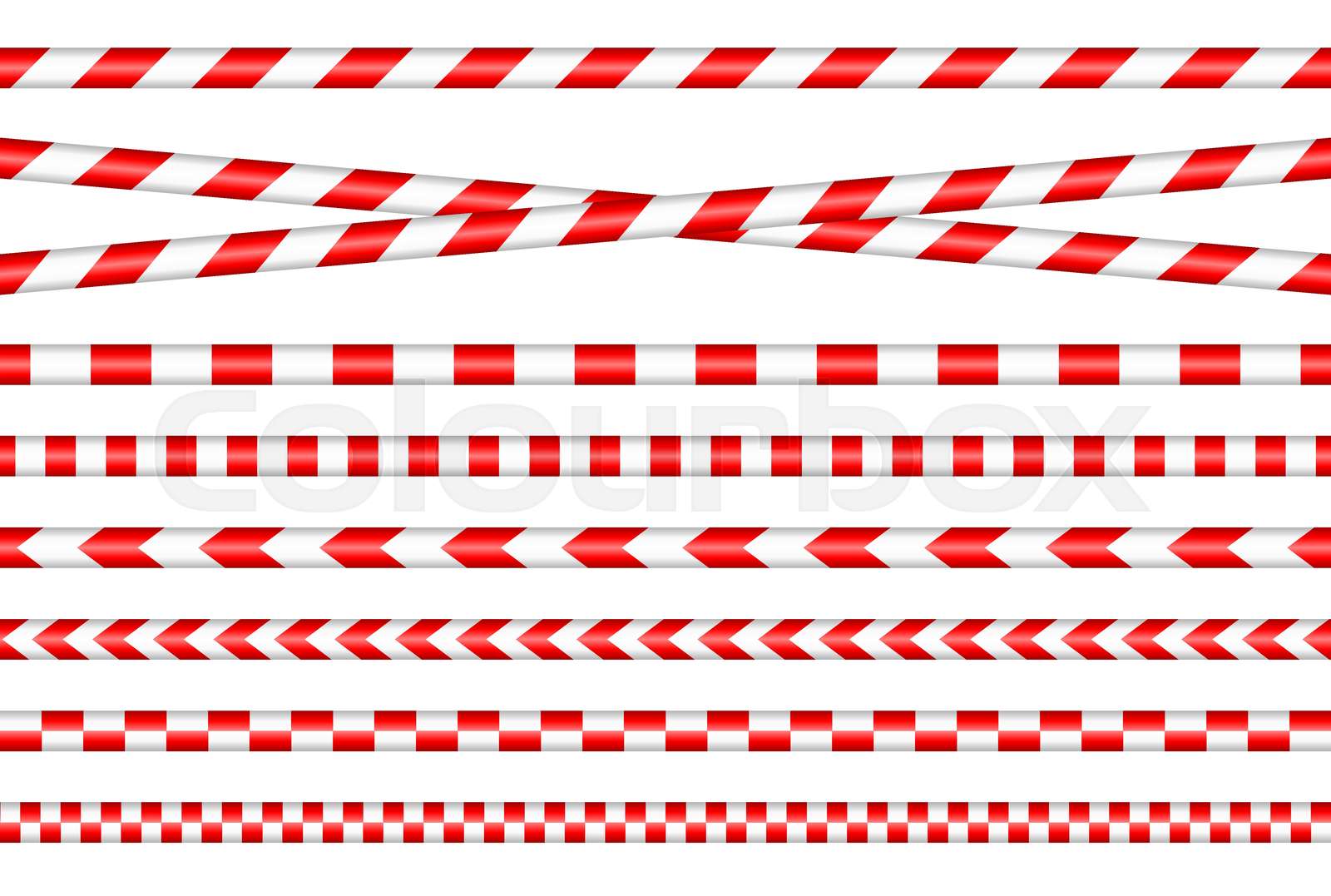 Set Verschiedenes Absperrband Rot Und Weiß | Stock-Vektor | Colourbox