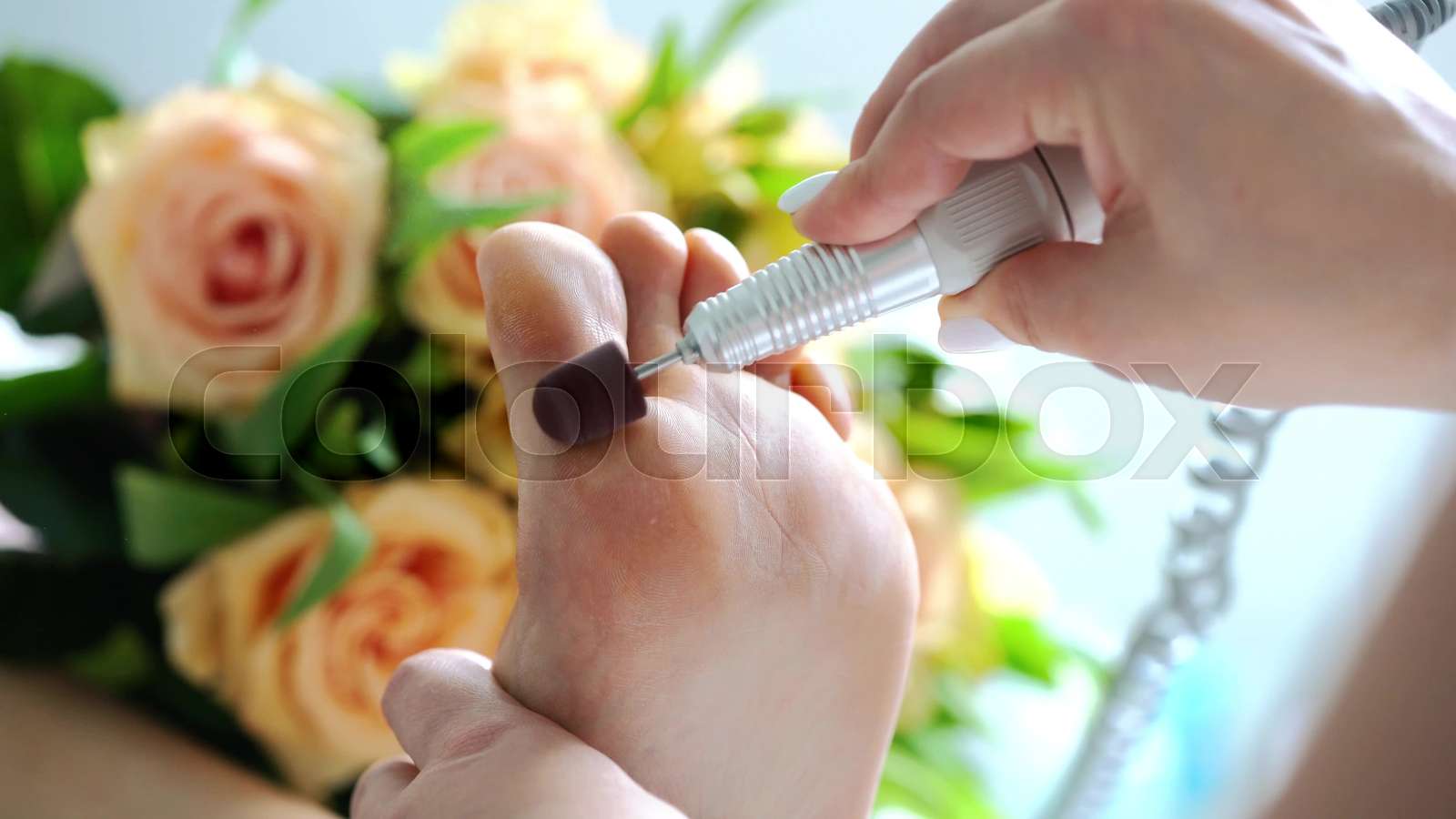 Podiatrist in podiatry session working of feet of client | Stock video ...