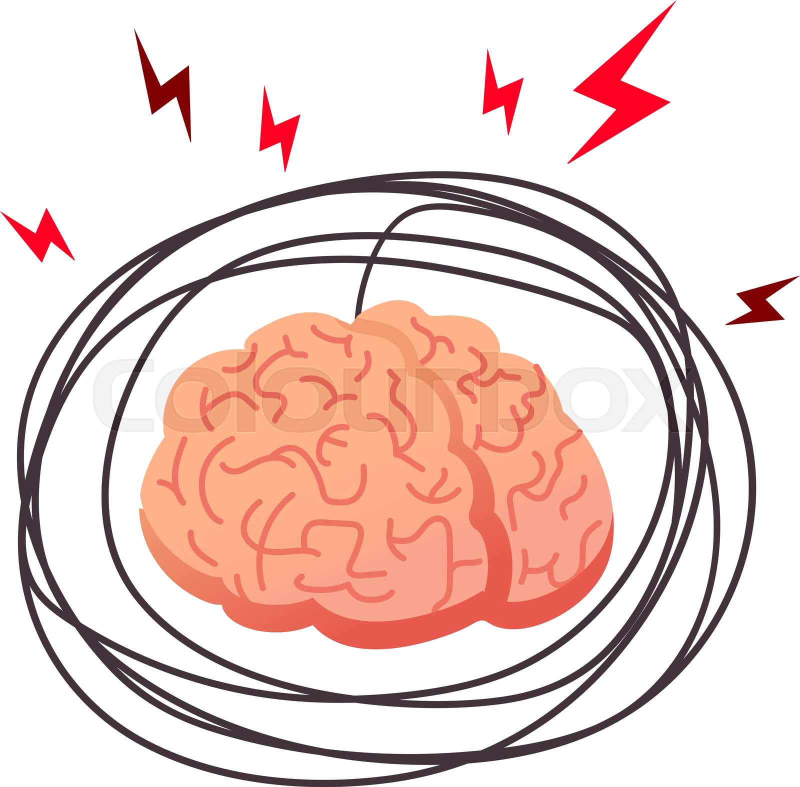 Brain stress, angry concept. Stress affecting human brain, internal ...
