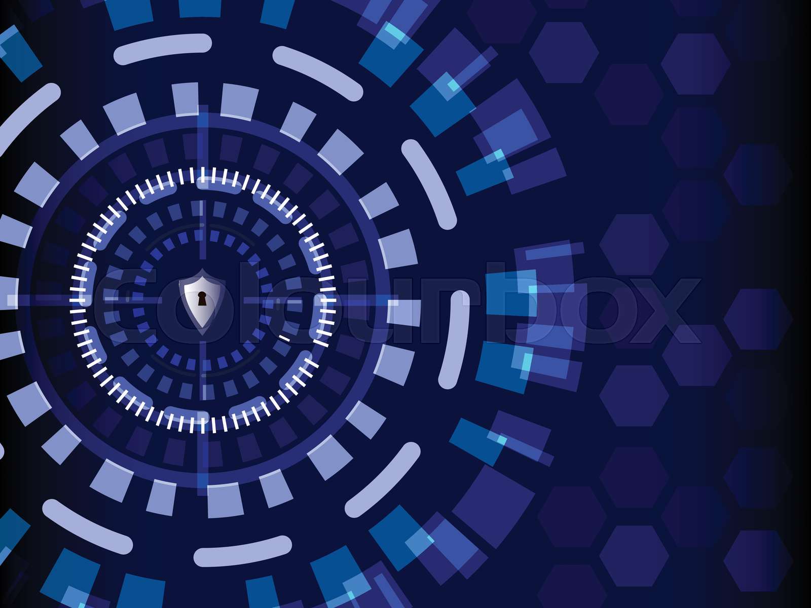 Blue Cyber Security with shield guard, Technology and information ...