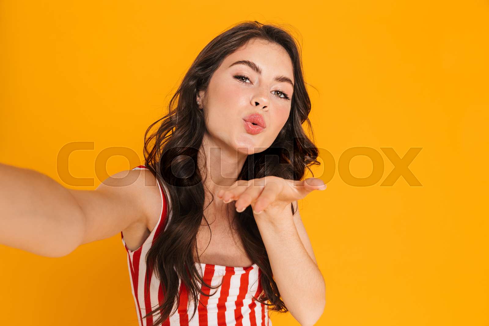 Happy Cheerful Girl Wearing Summer Outfit Stock Image Colourbox