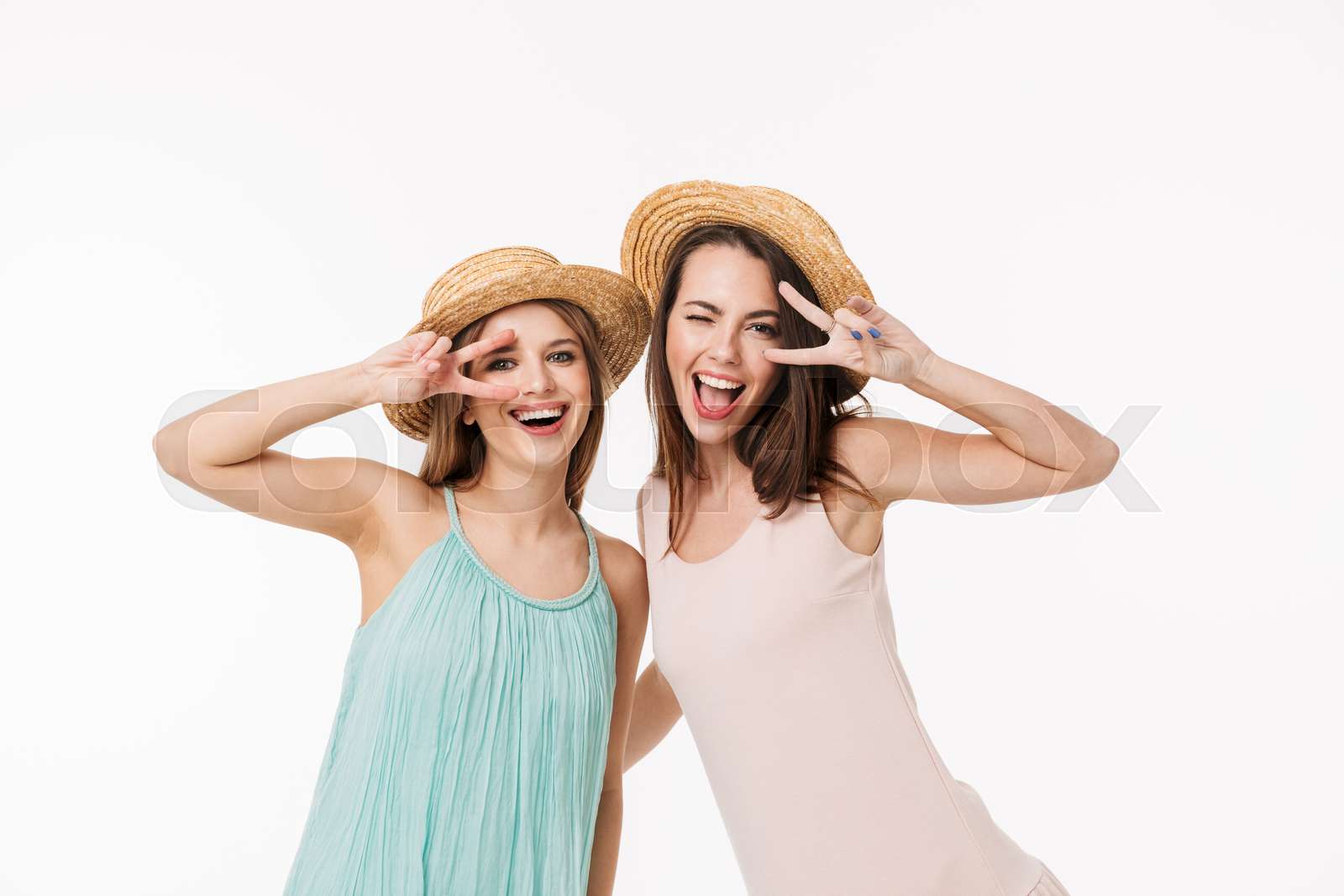 Two cheerful young girls wearing summer clothes | Stock image | Colourbox