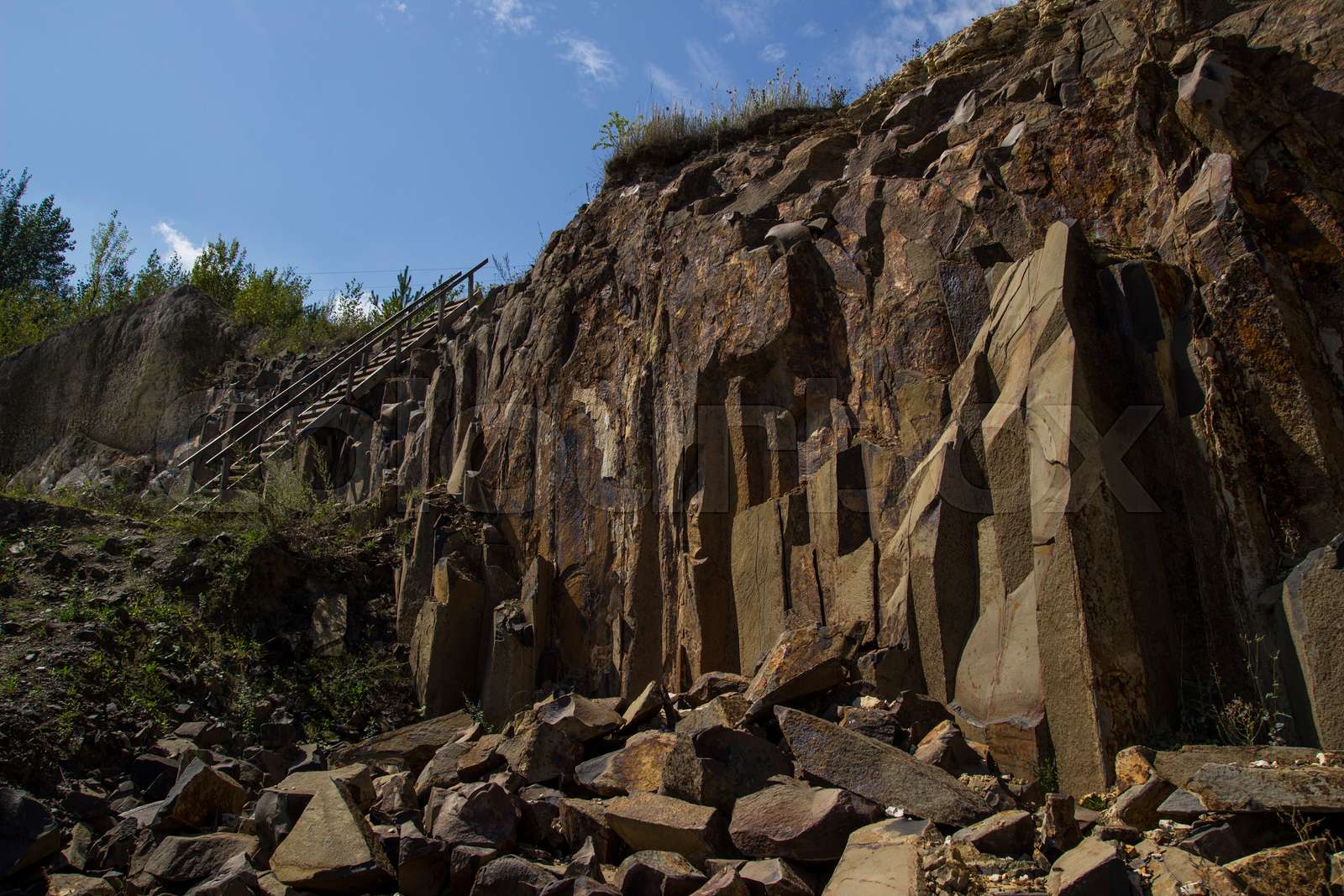 Basalt for building. Basalt career. Basalt pillars. Stone excavation ...
