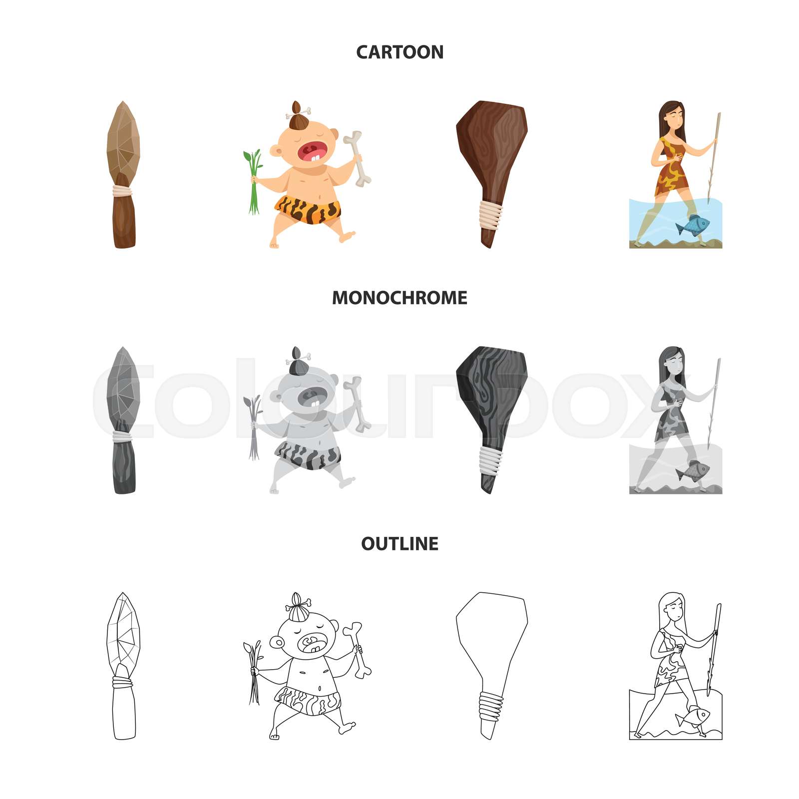 Vector design of evolution and prehistory symbol. Collection of ...