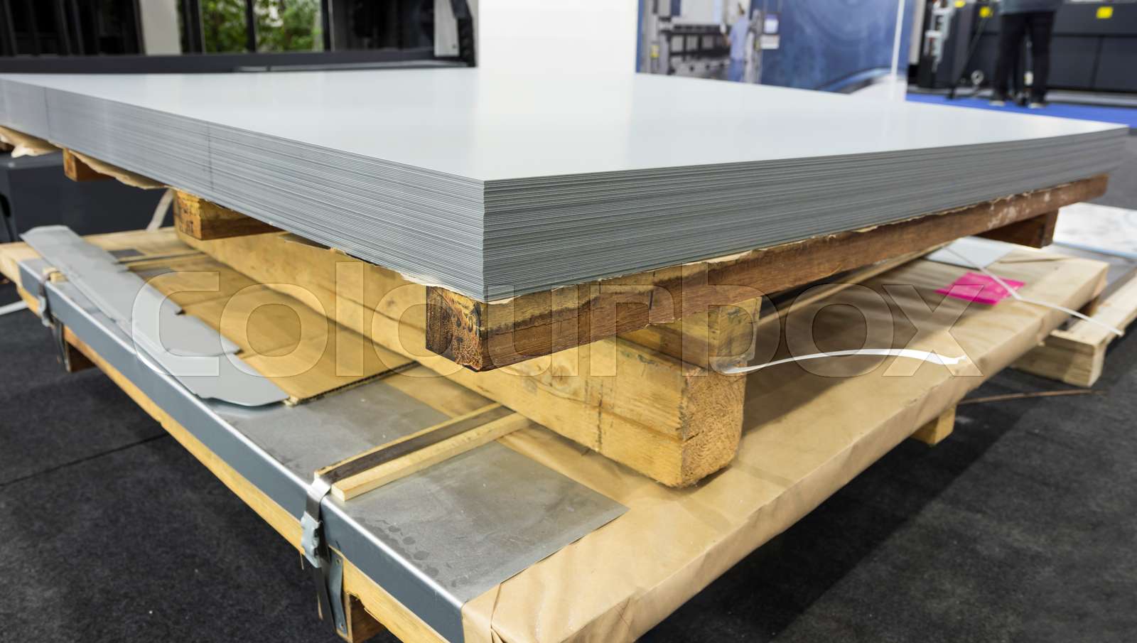 Stack of steel sheets ; ready to use | Stock image | Colourbox