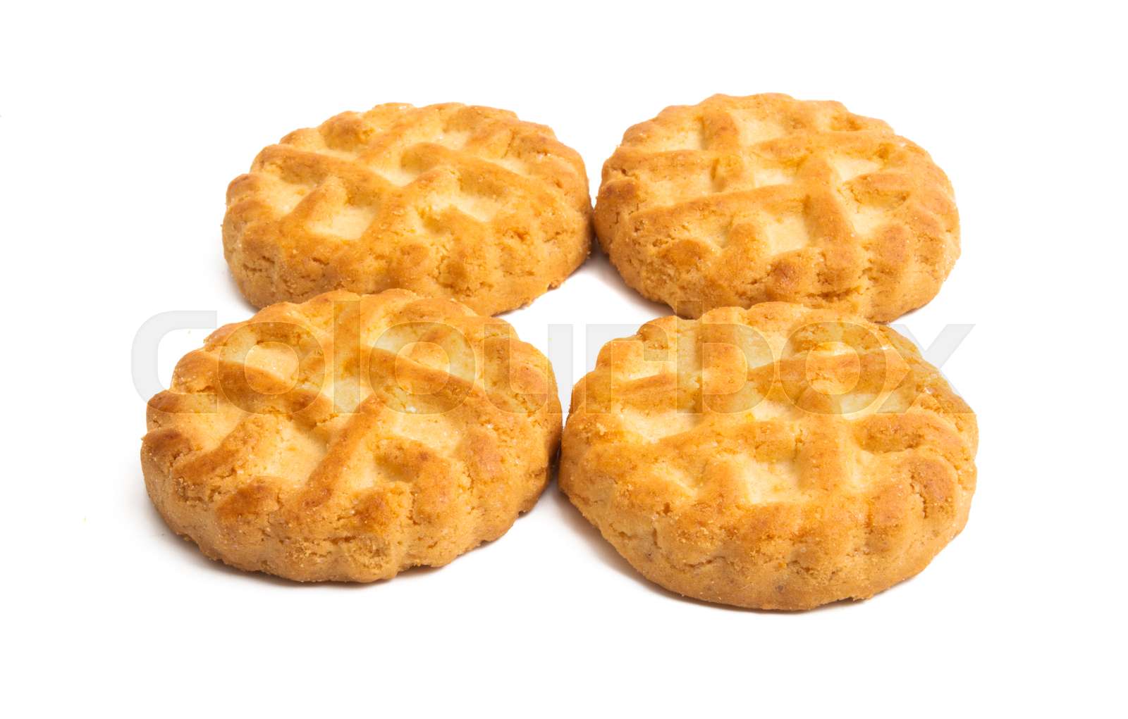round butter cookies isolated | Stock image | Colourbox