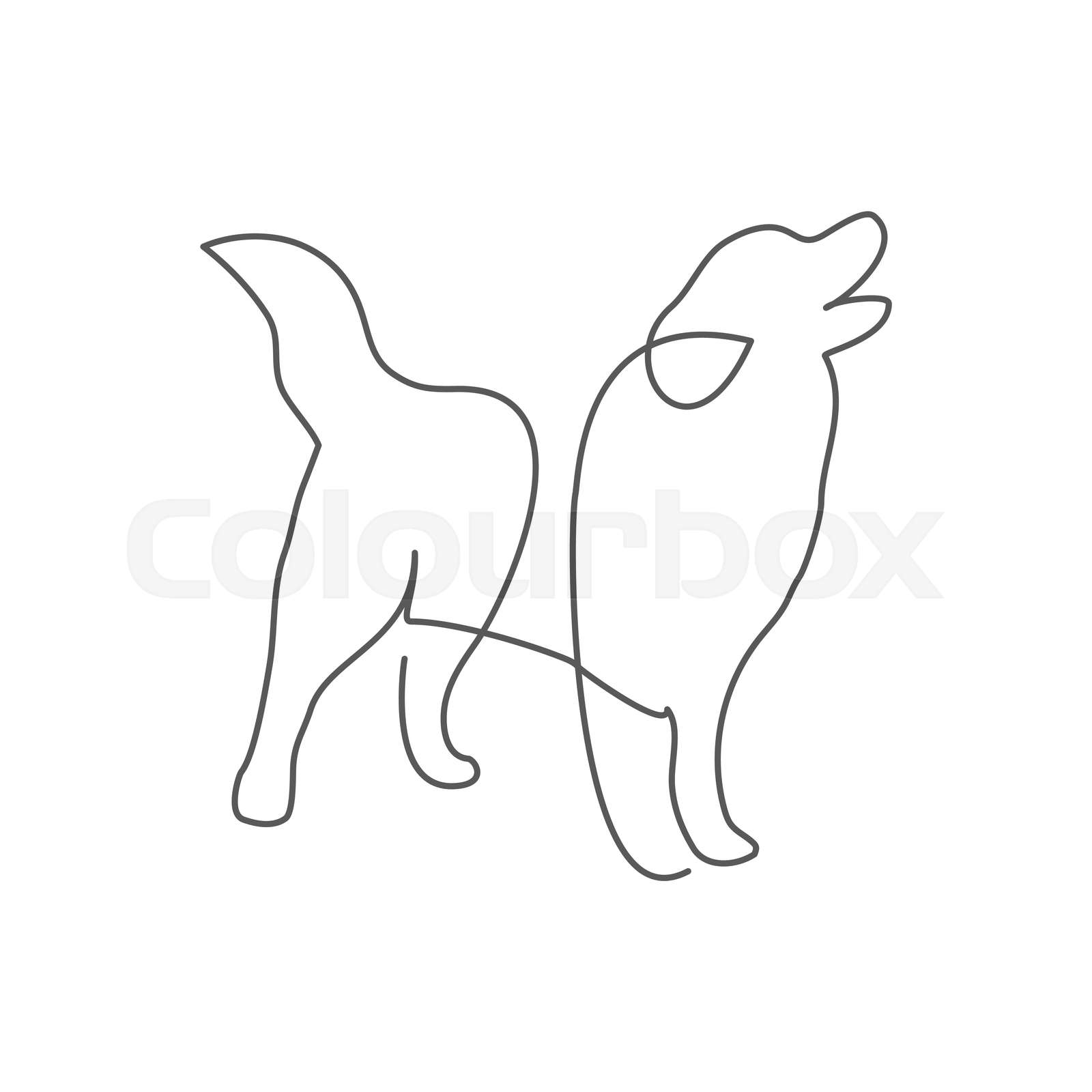 Dog One line drawing on white | Stock vector | Colourbox