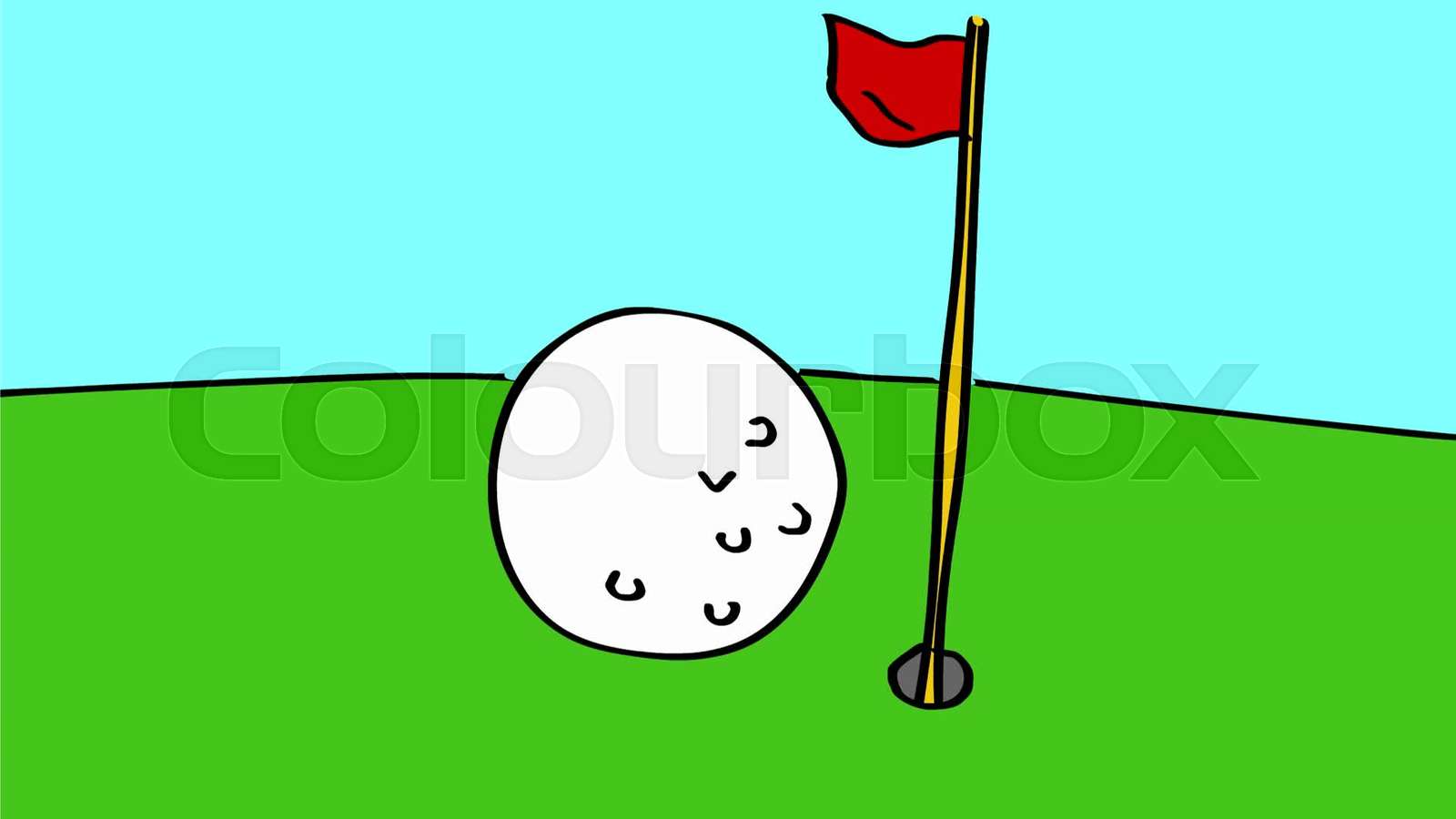 Golf Hole in One Par 3 Color Drawing 2D Animation | Stock video | Colourbox