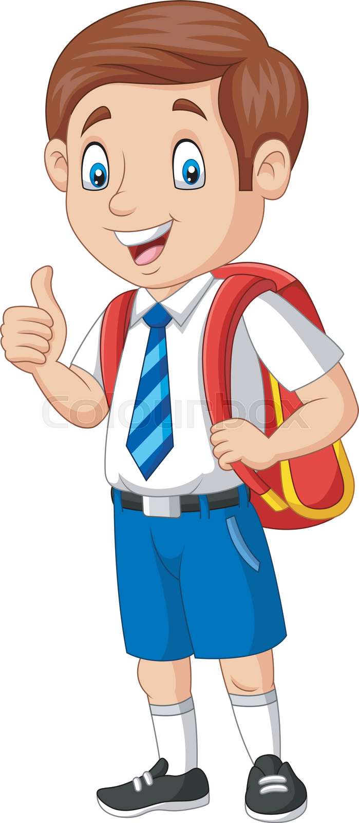 Cartoon happy school boy in uniform giving a thumb up | Stock vector ...
