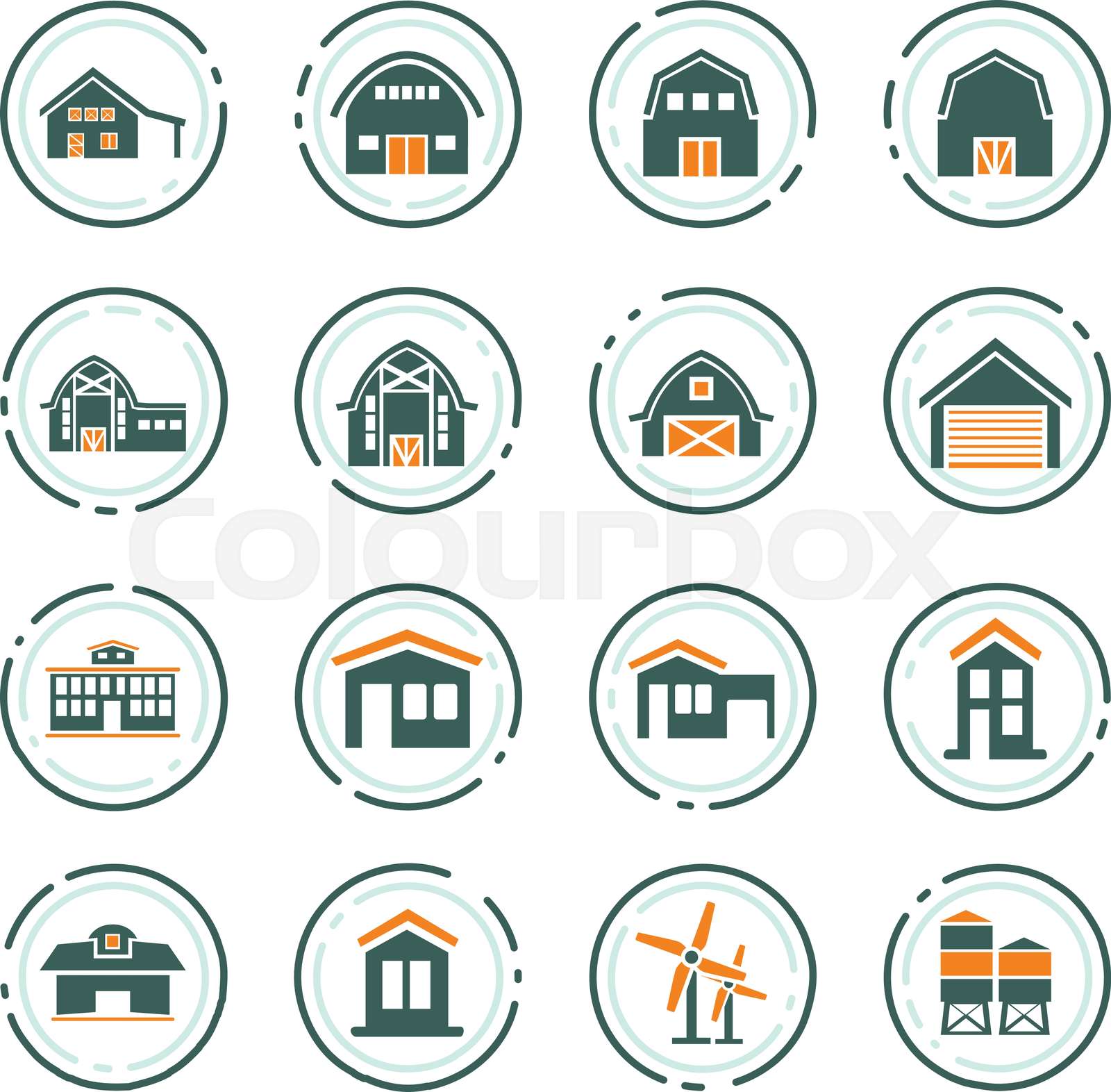 farm building icon set | Stock vector | Colourbox