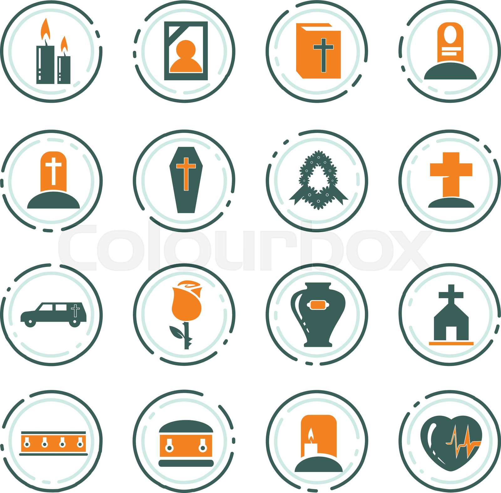 Funeral service icons set | Stock vector | Colourbox