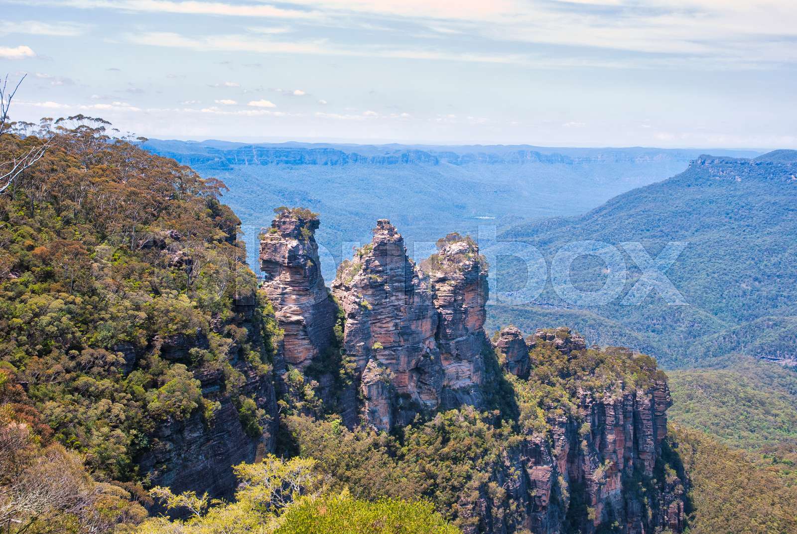 The Three Sisters rock formation in the Blue mountains | Stock image ...