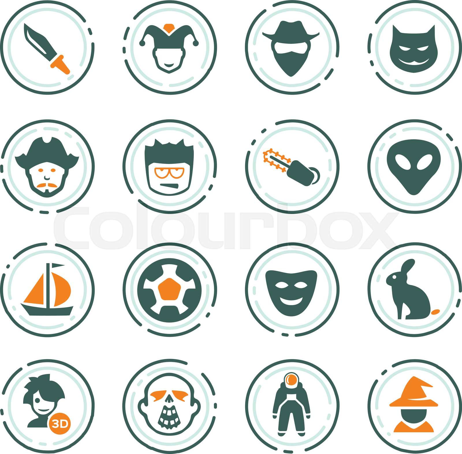 Genres of cinema icons set | Stock vector | Colourbox