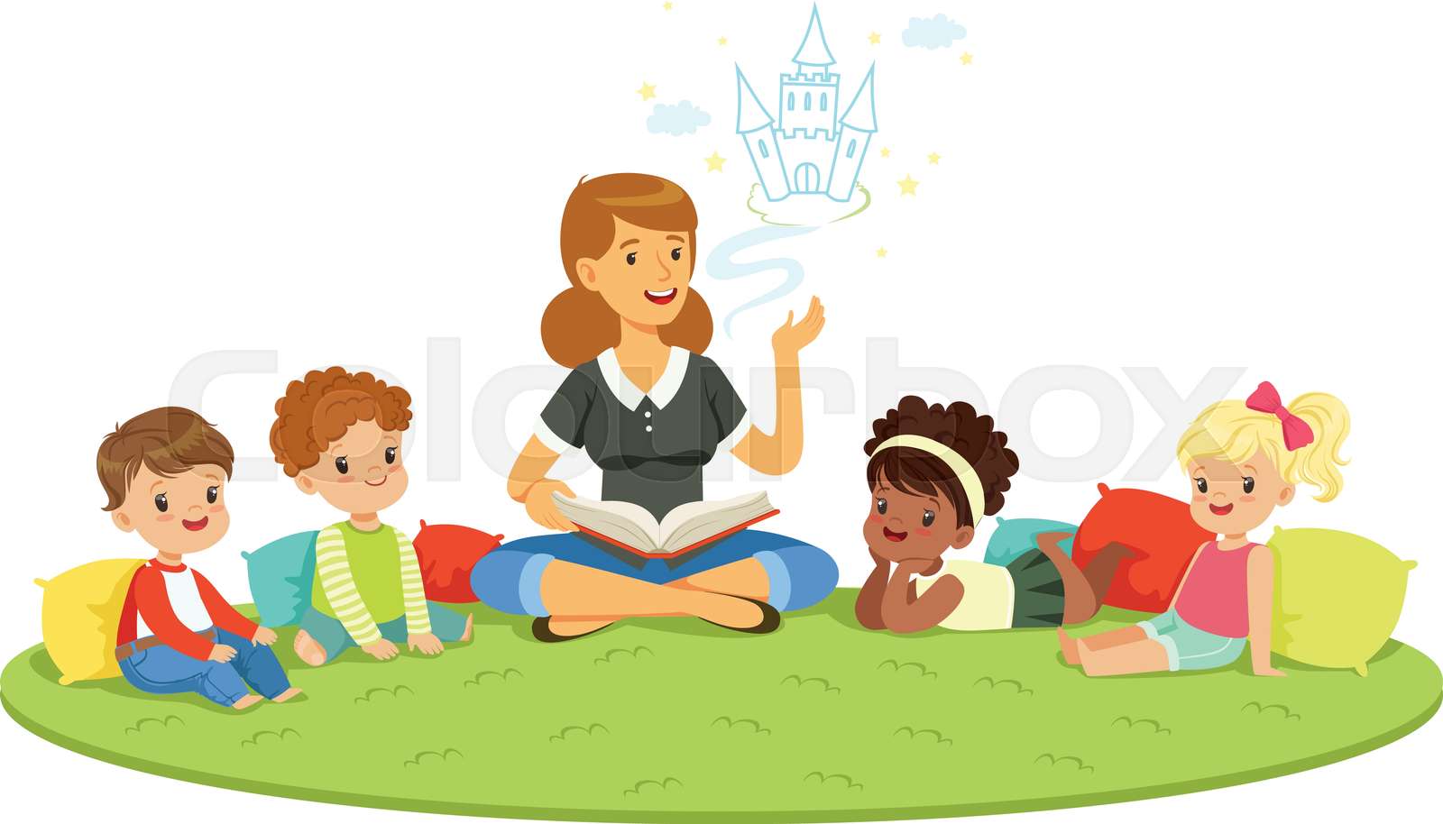 Elementary students and teacher. Children education and upbringing in ...