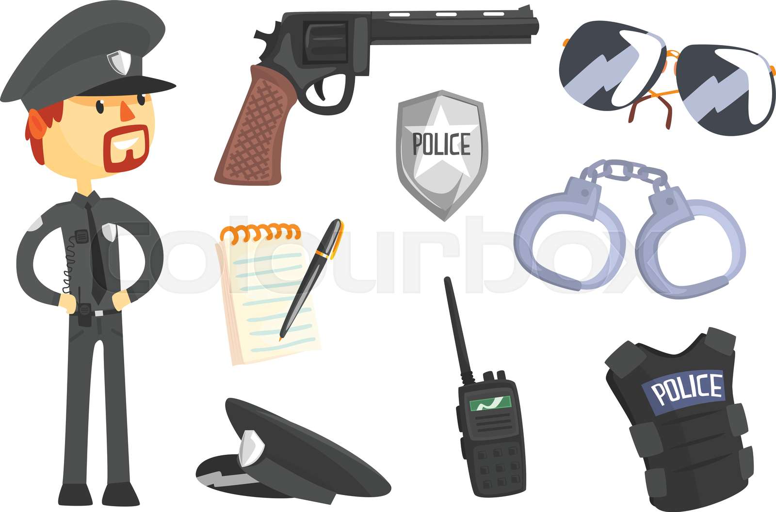 Professional Policeman And His Tools, Man And His Profession Attributes ...
