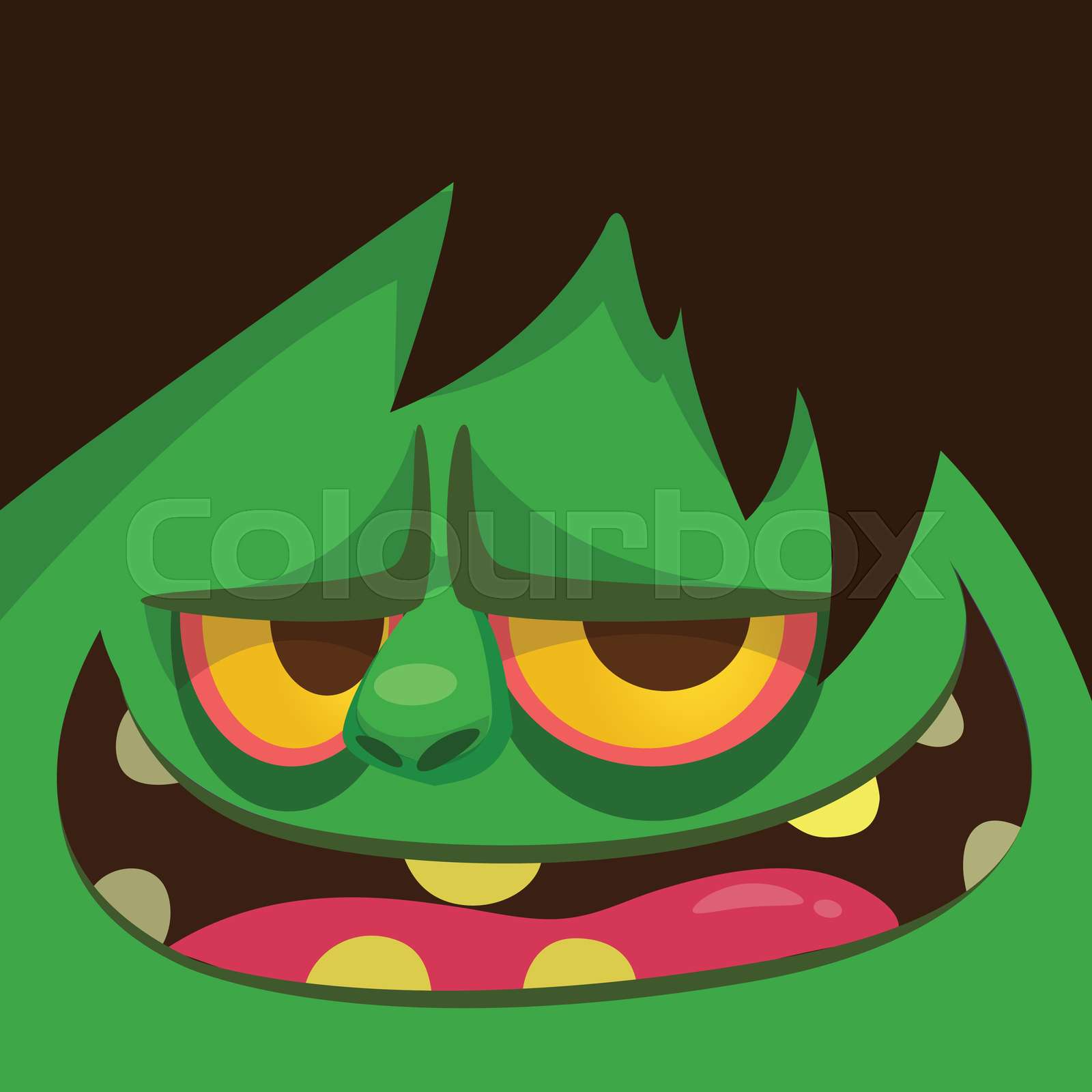 Cartoon monster zombie face vector icon. Cute square avatar for ...