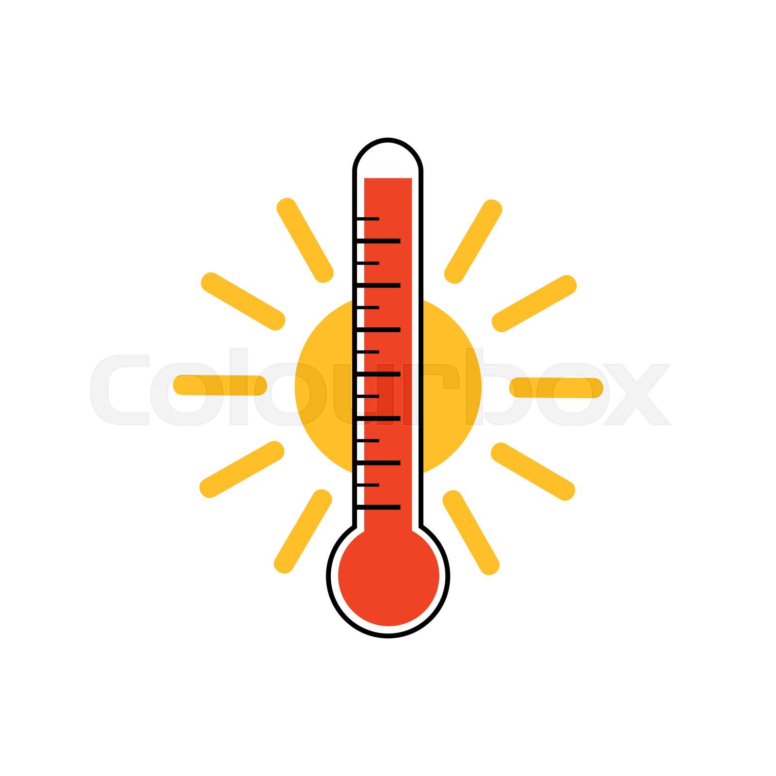 heat thermometer icon and sun symbol | Stock-Vektor | Colourbox