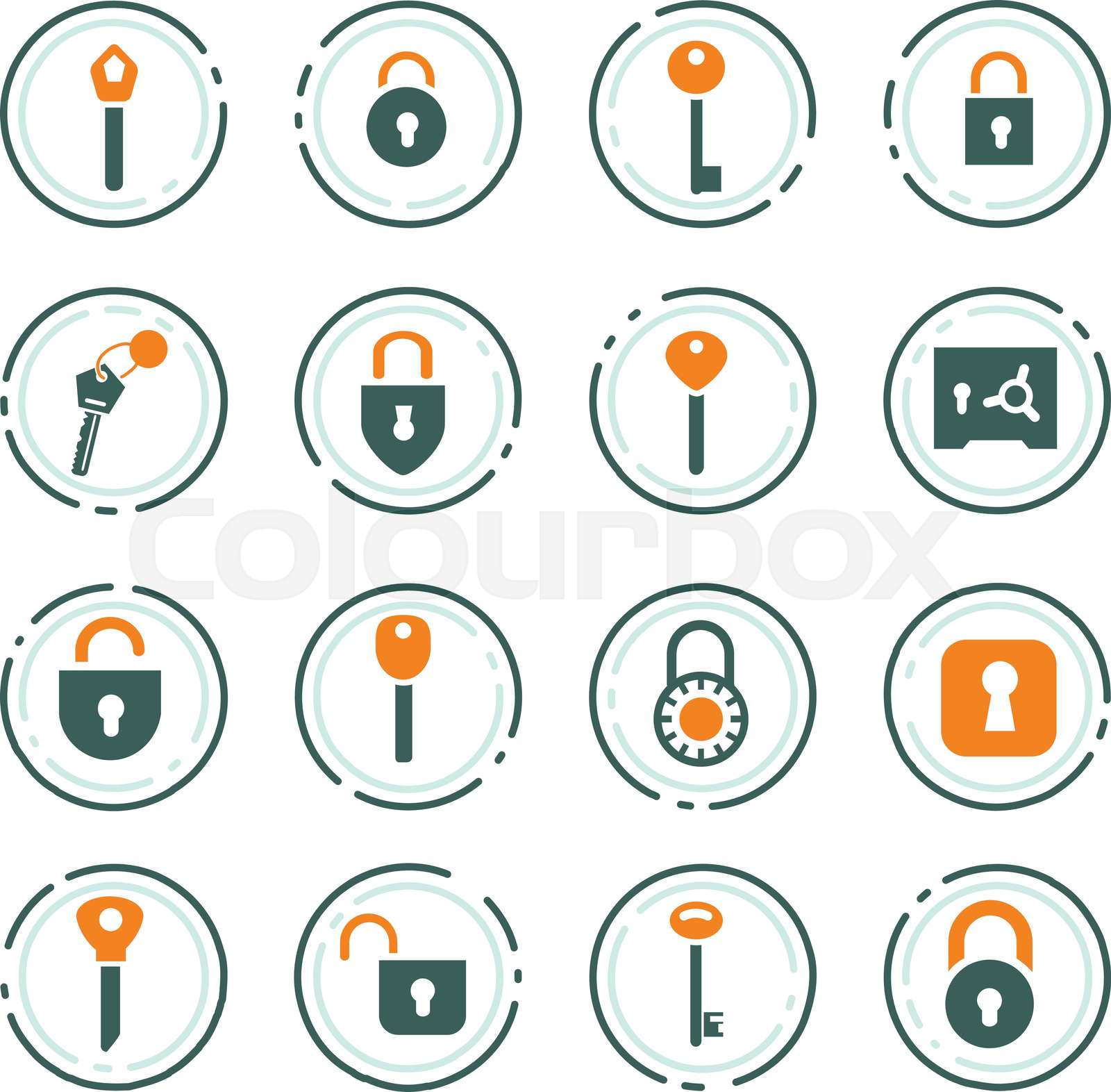 Lock and Key icons set | Stock vector | Colourbox
