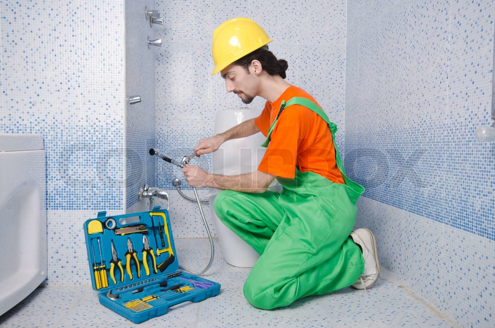 installateur, arbeit, bad | Stock Bild | Colourbox