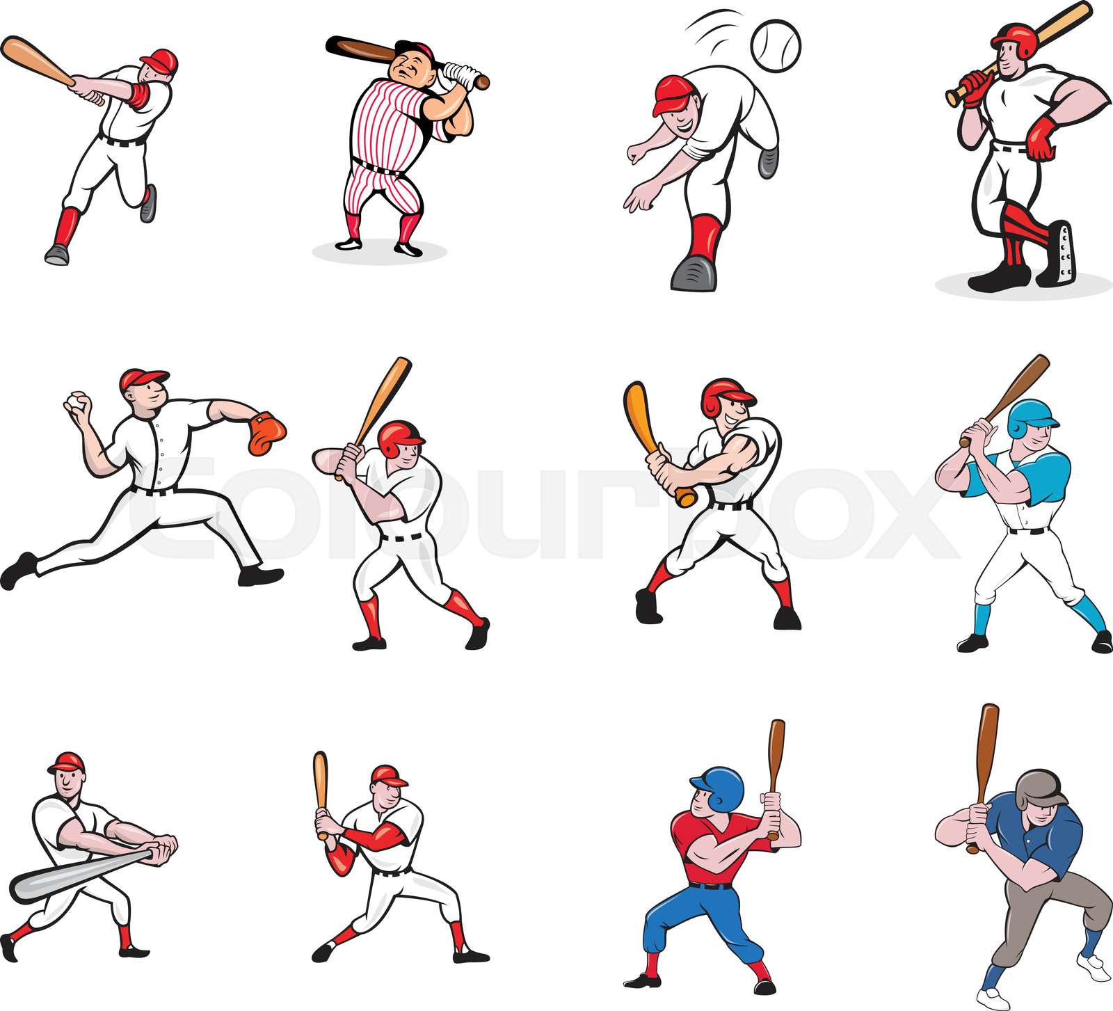 Baseball Player Cartoon Set | Stock vector | Colourbox