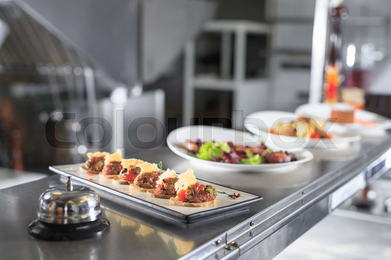 the distribution table in the kitchen of the restaurant | Stock image ...
