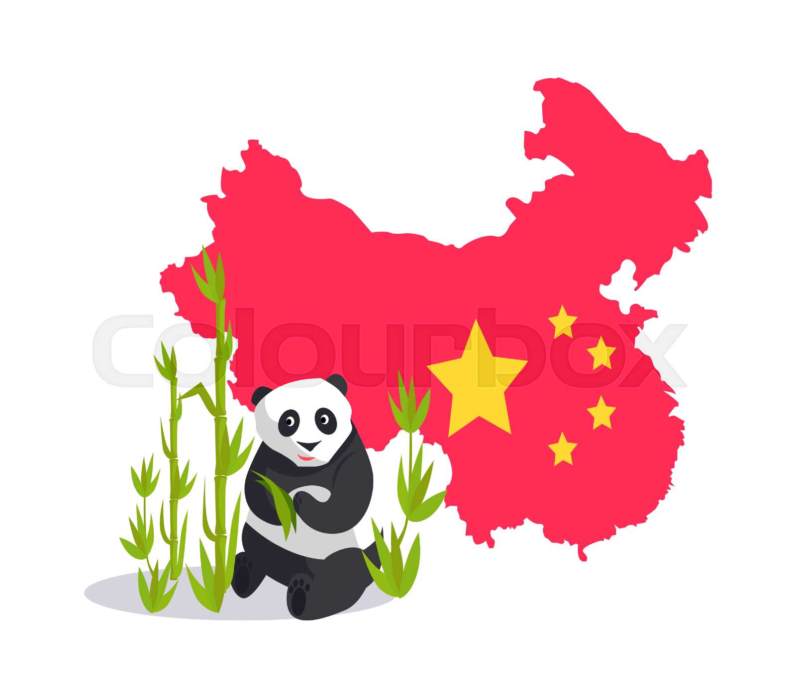 Flag of China, Map and Panda, Asian Sign Vector | Stock vector | Colourbox