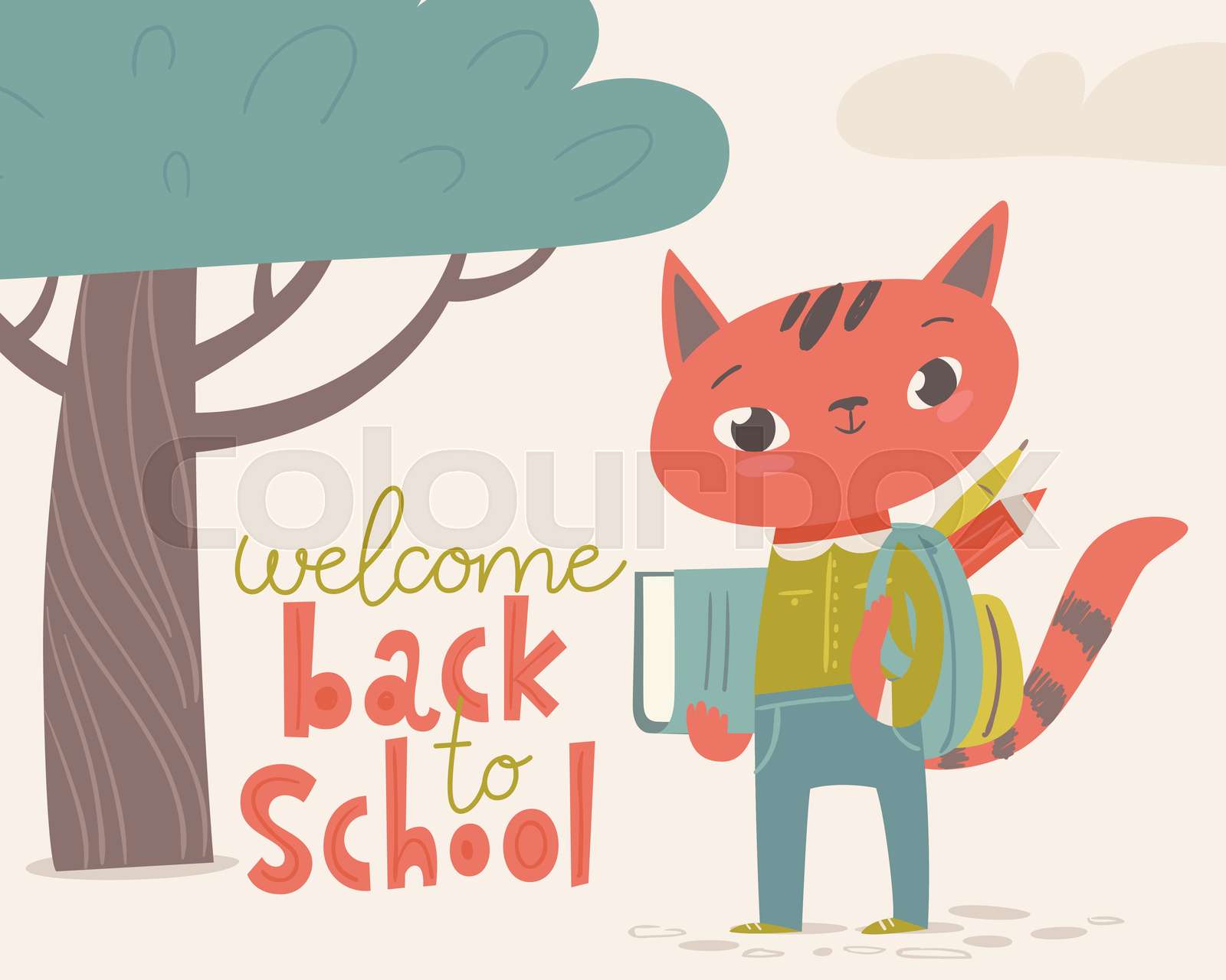 Welcome back to school poster with cartoon animals. | Stock vector ...