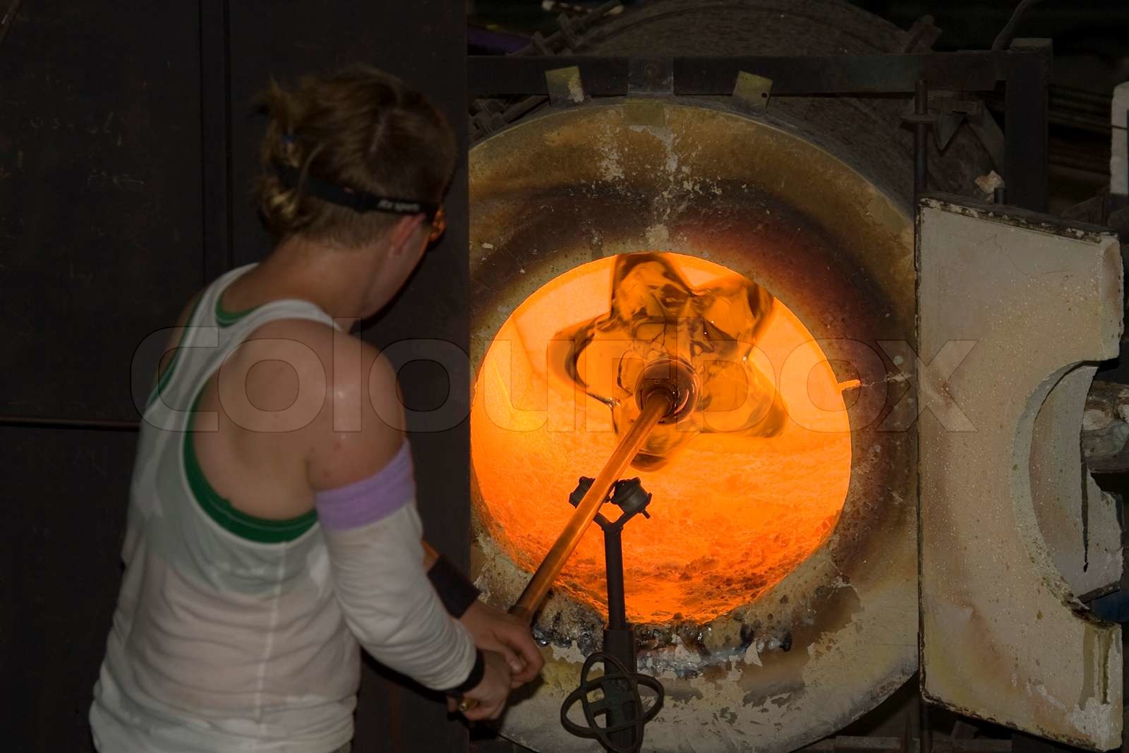 Glass furnace Glass Blower at Work | Stock image | Colourbox