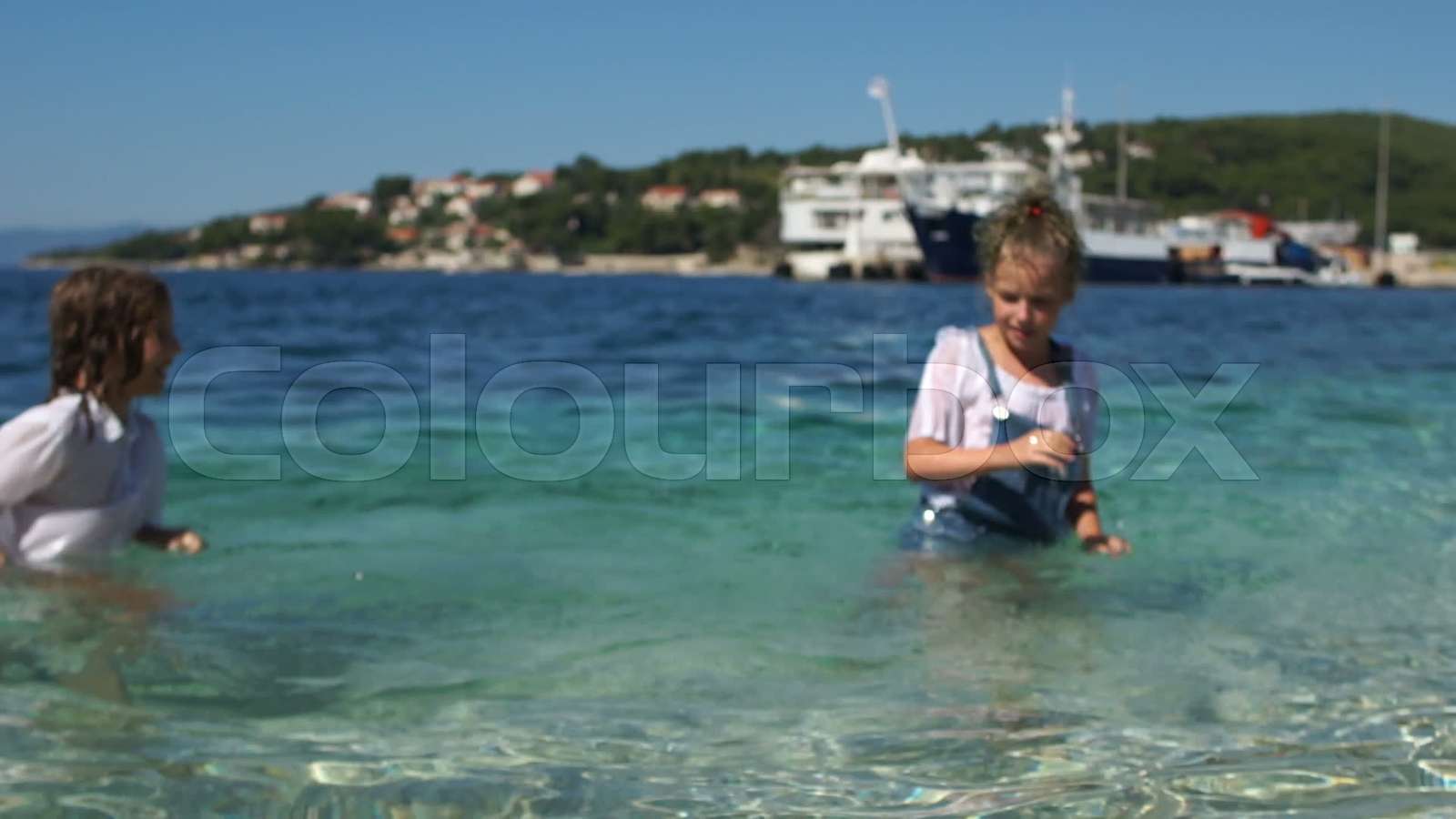 Pupils on vacation, rest in the Balkans. Pure sea water, two happy ...