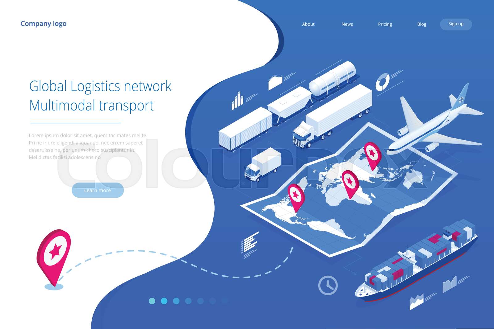 Web template banner Global logistics network Flat isometric ...