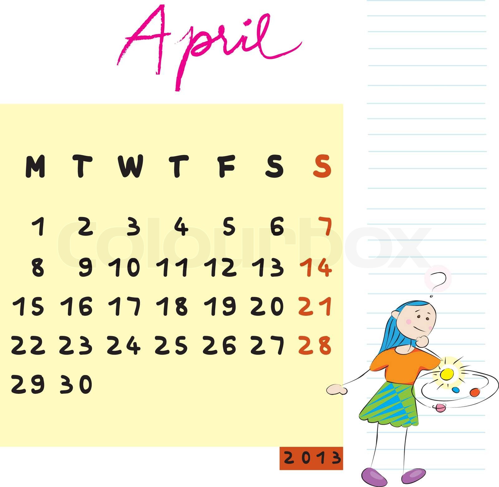 april, kalender, baggrund | Stock vektor | Colourbox