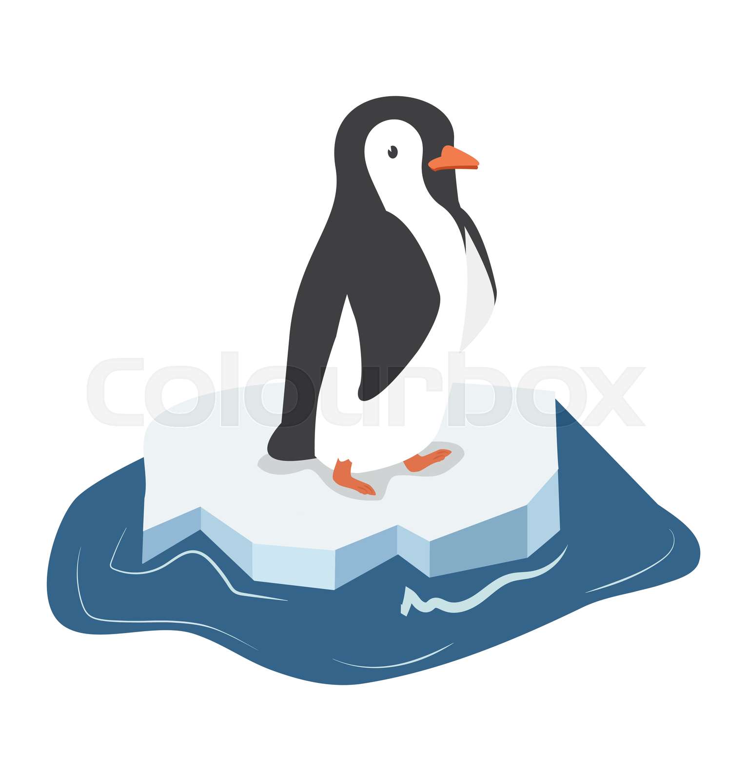 Cute penguin on a piece of iceberg | Stock vector | Colourbox