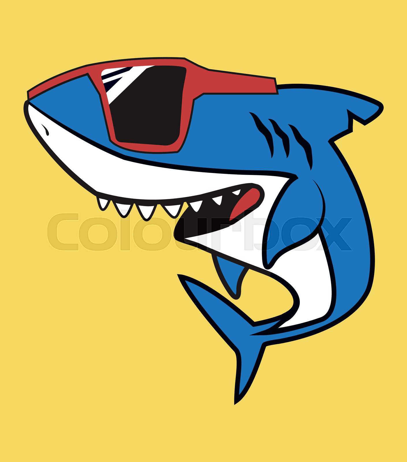 Cute Shark Cartoon Character with red glasses | Stock vector | Colourbox