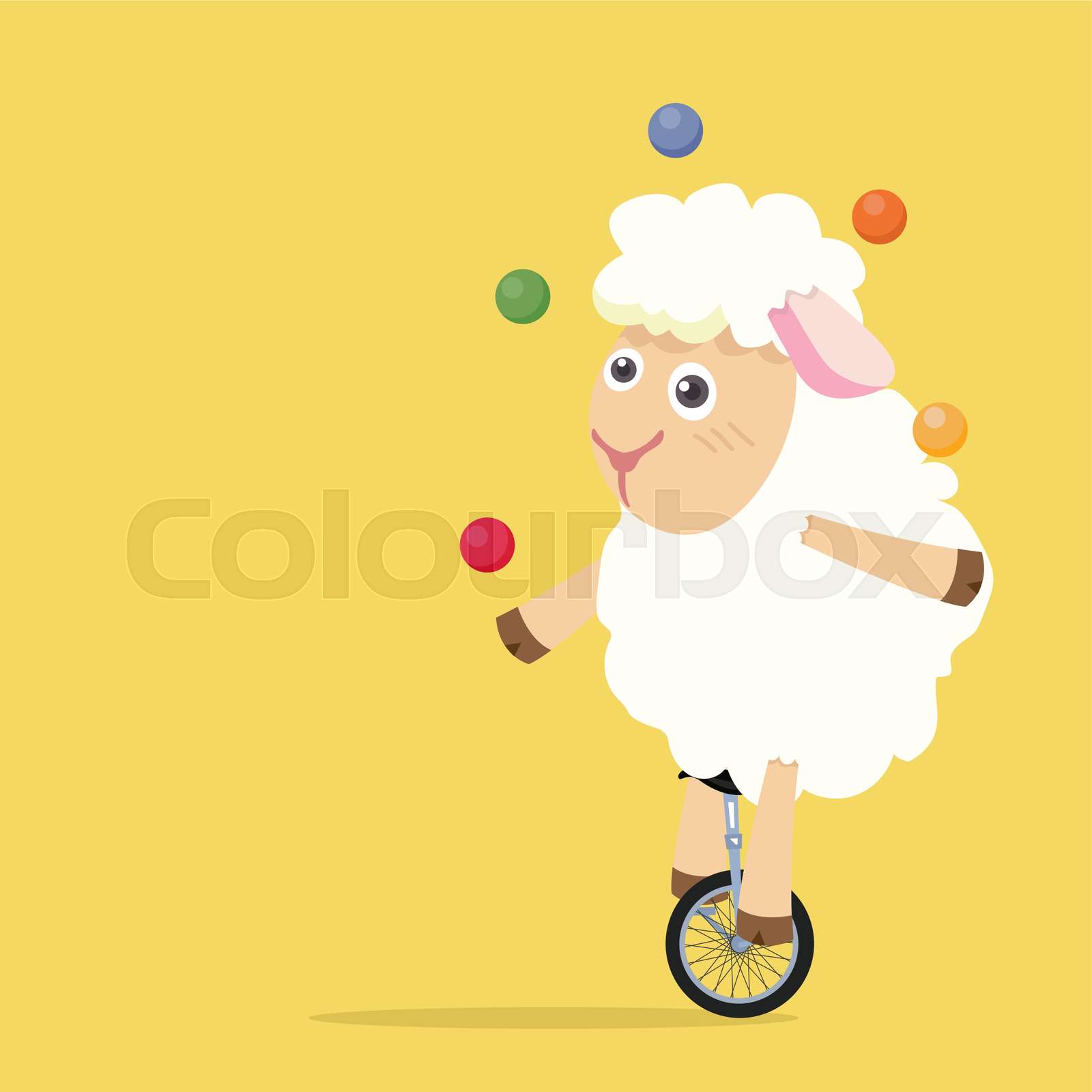Cute sheep riding a bike | Stock vector | Colourbox