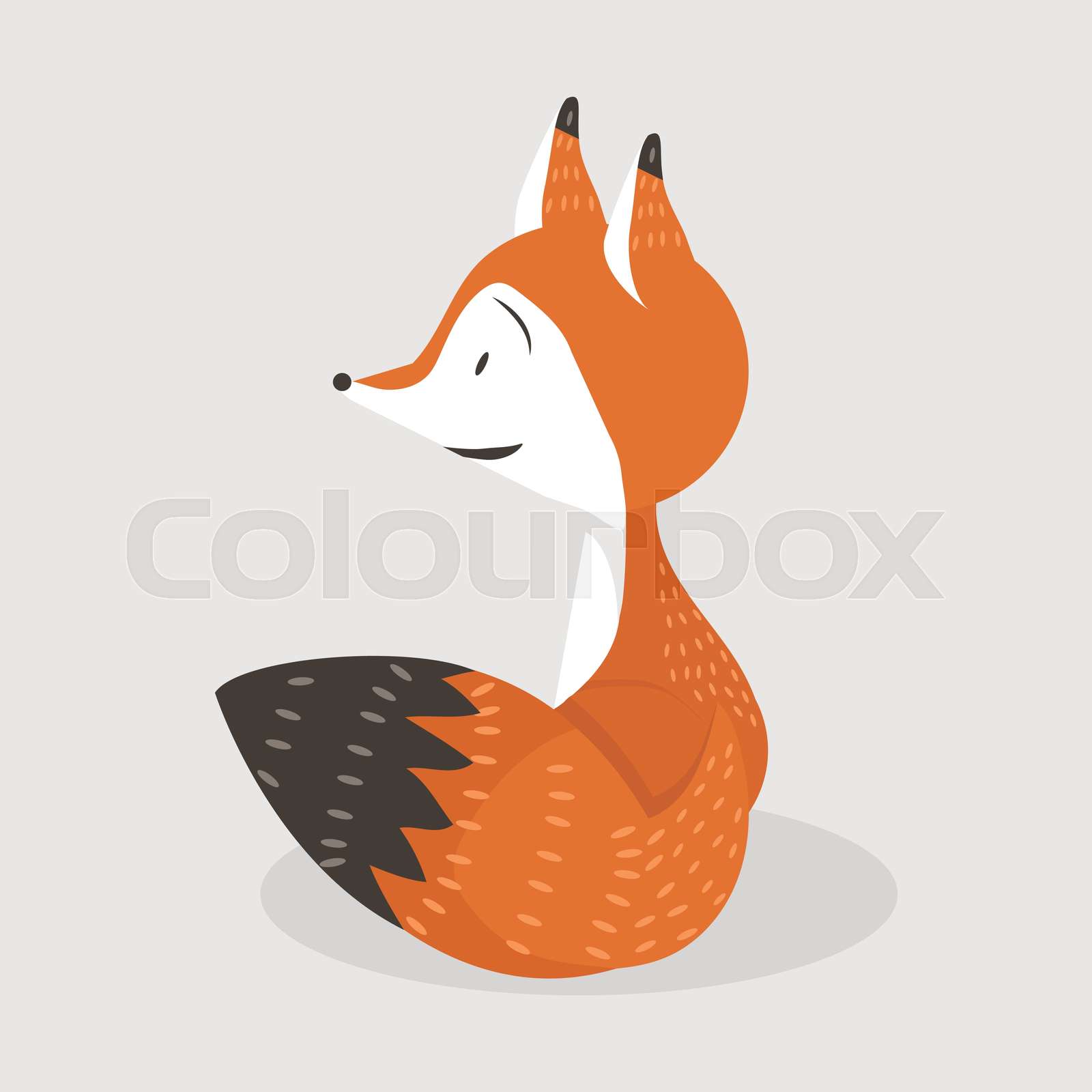 Red Fox Sitting Cartoon Illustration Stock Vector Colourbox