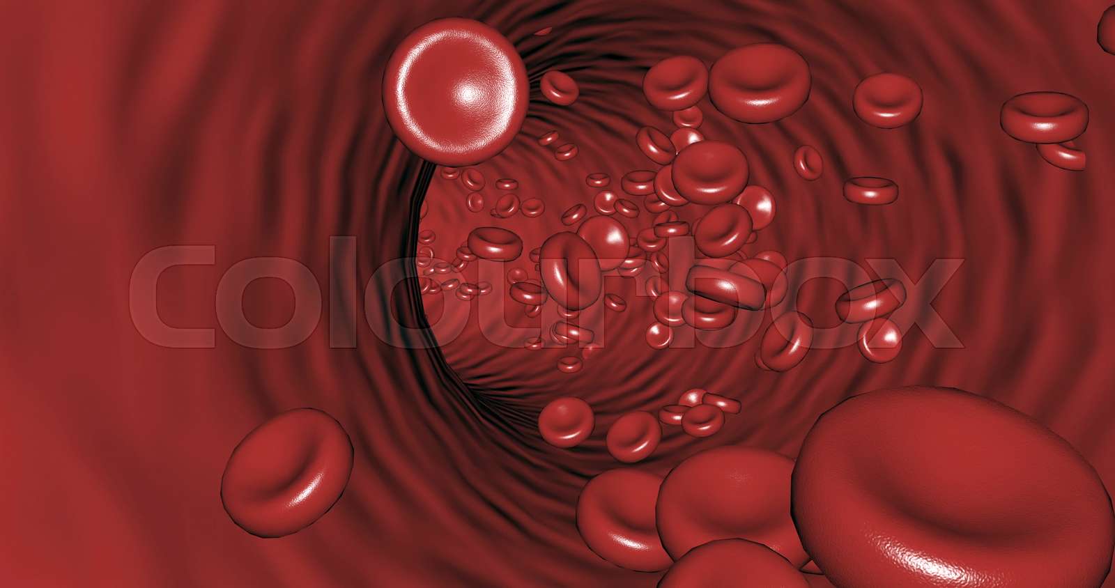 Movement inside a blood vessel among platelets Red blood cells in an ...