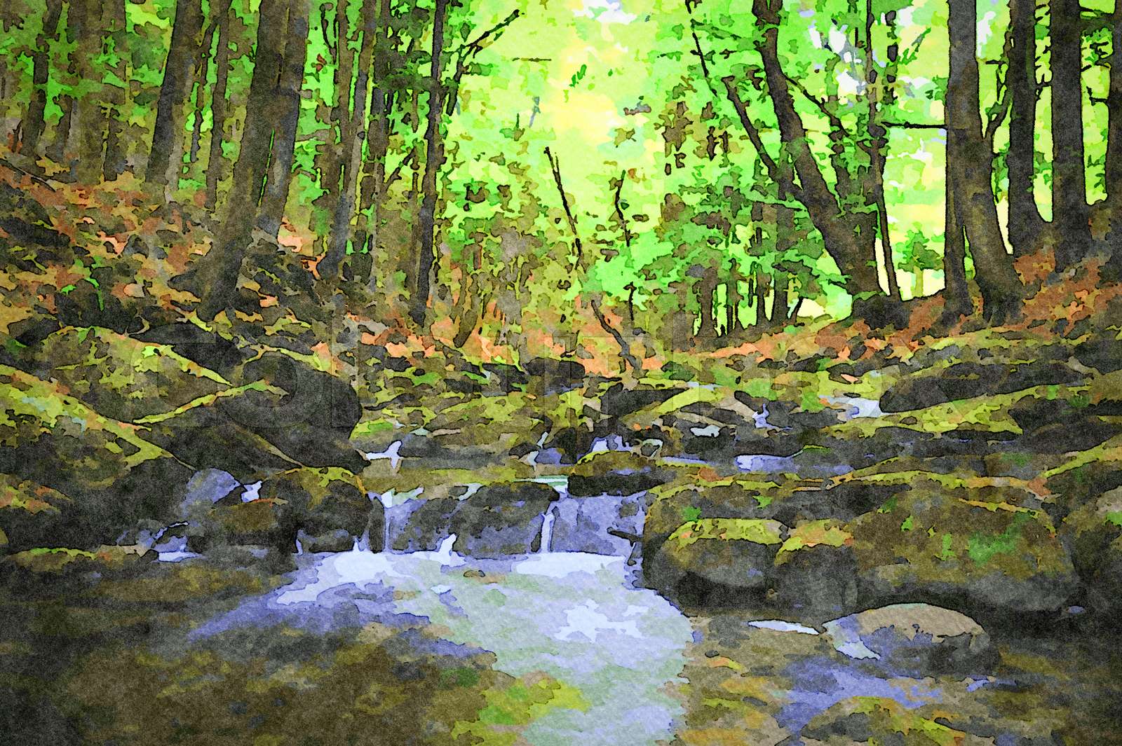 Small Waterfall Stream in the Mountains | Stock image | Colourbox